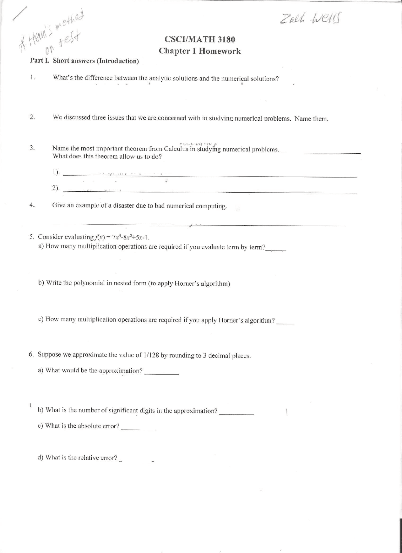 Final Study Guide - Introduction to Numerical Analysis | CSCI 3180 - Docsity