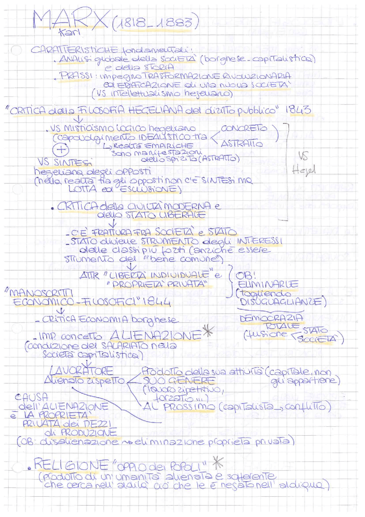 Schema Riassuntivo Di Filosofia Su Marx Docsity