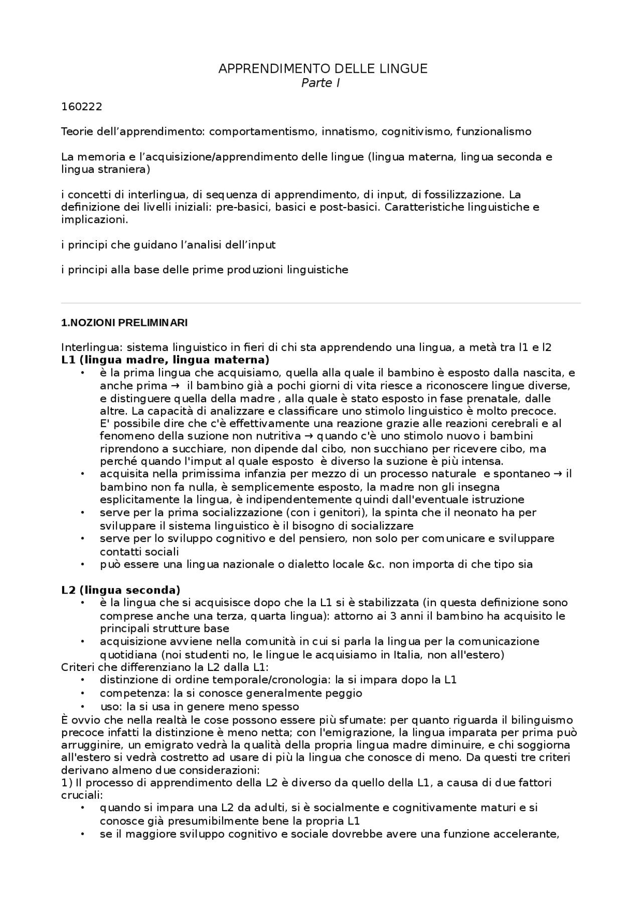 Appunti Di Apprendimento Delle Lingue Docsity