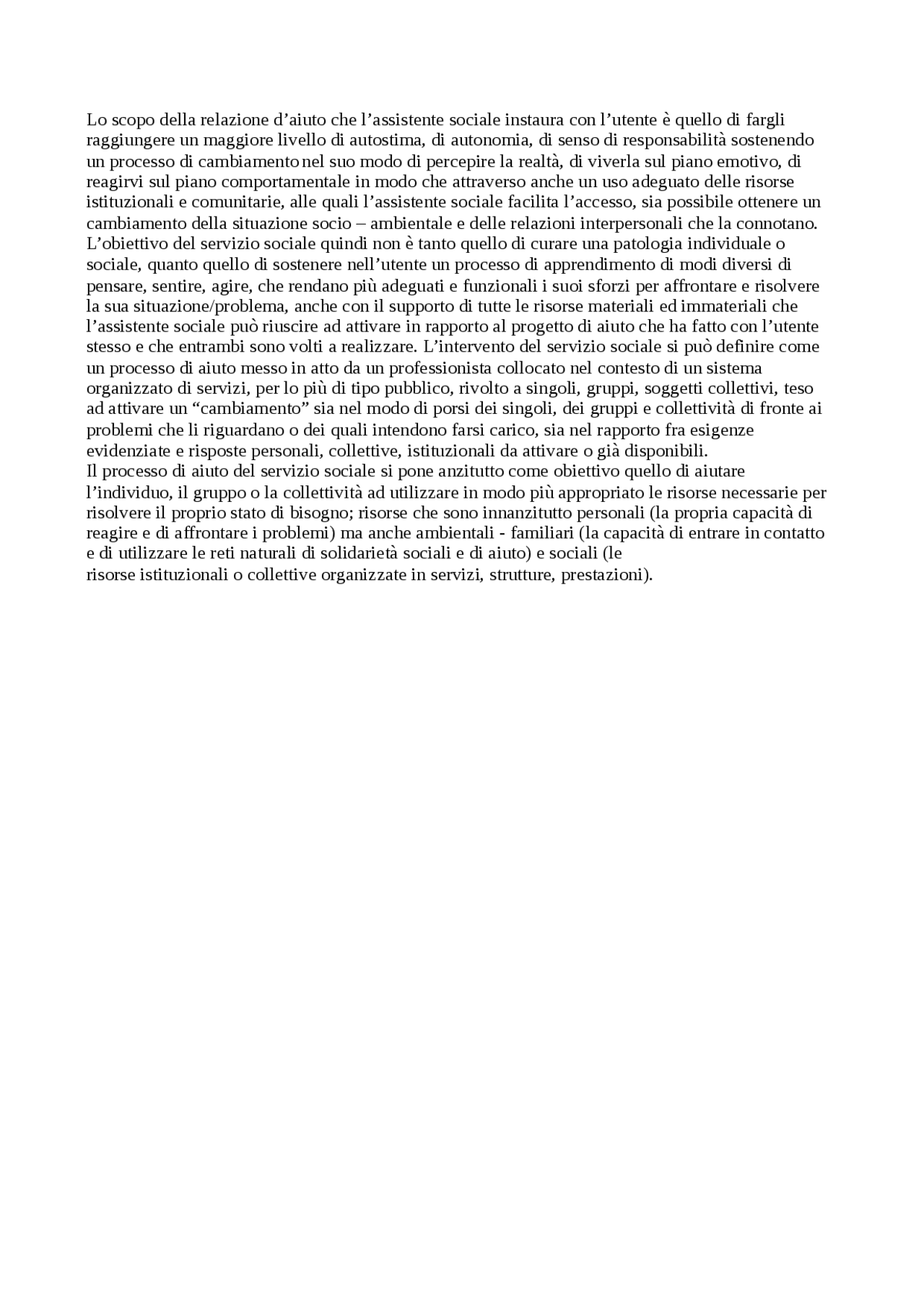 Il Processo Di Aiuto Assistente Sociale Docsity