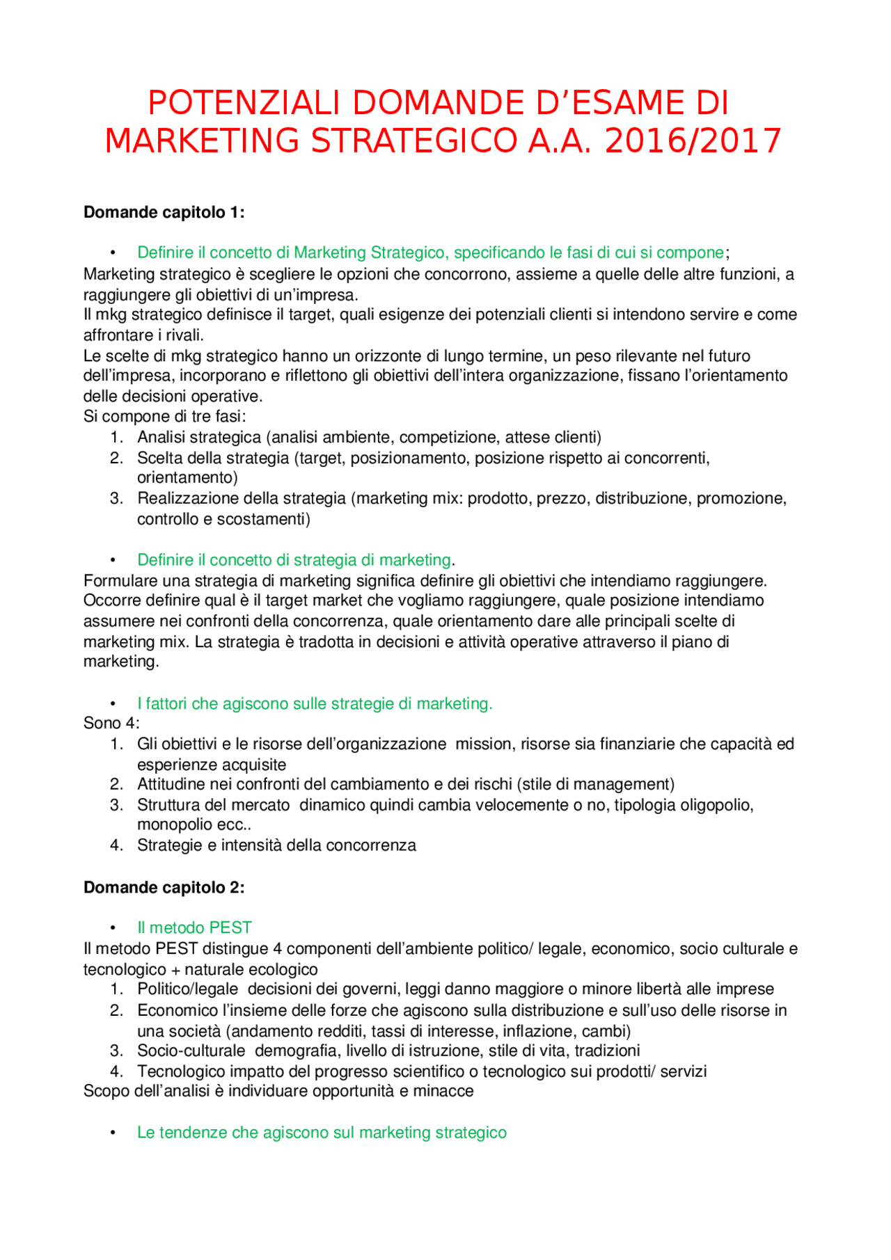 Marketing Strategico Docsity
