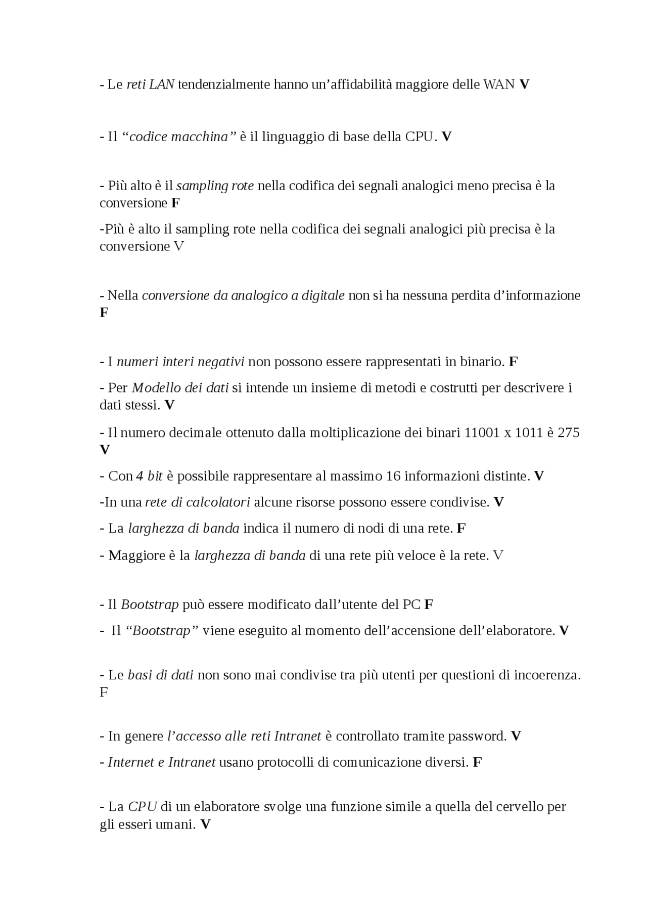 Domande Informatica Scienze Politiche Unict Docsity
