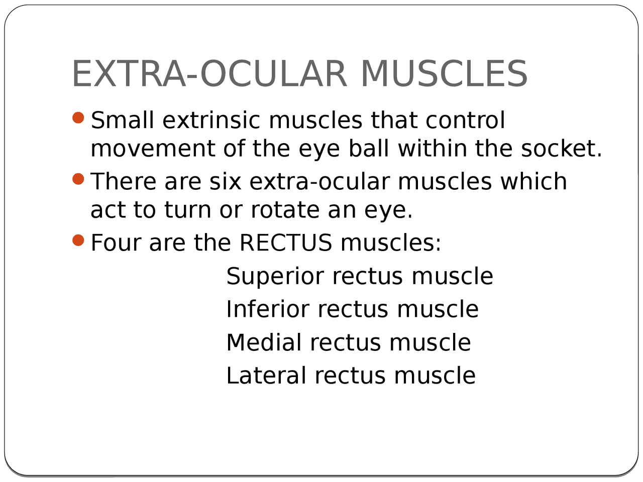 Extra ocular muscles | Study Guides, Projects, Research Anatomy | Docsity