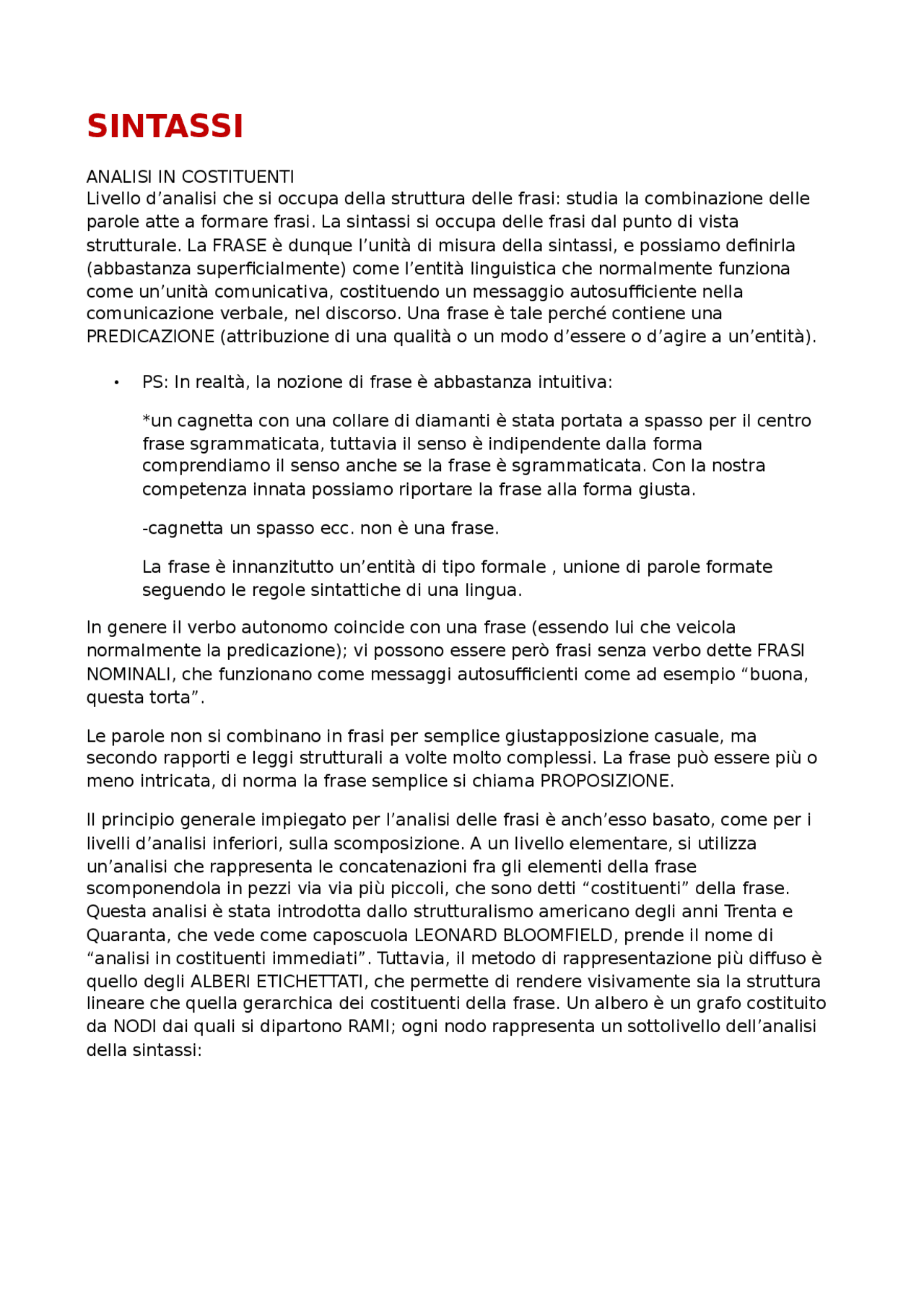 Cap. 4 - Sintassi - Docsity