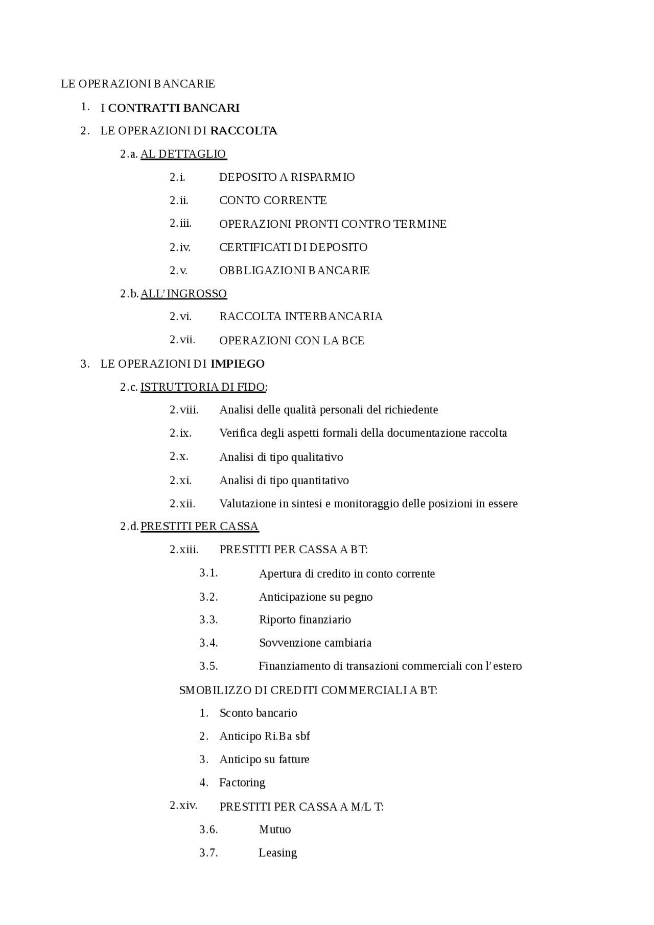 Le Operazioni Bancarie Docsity
