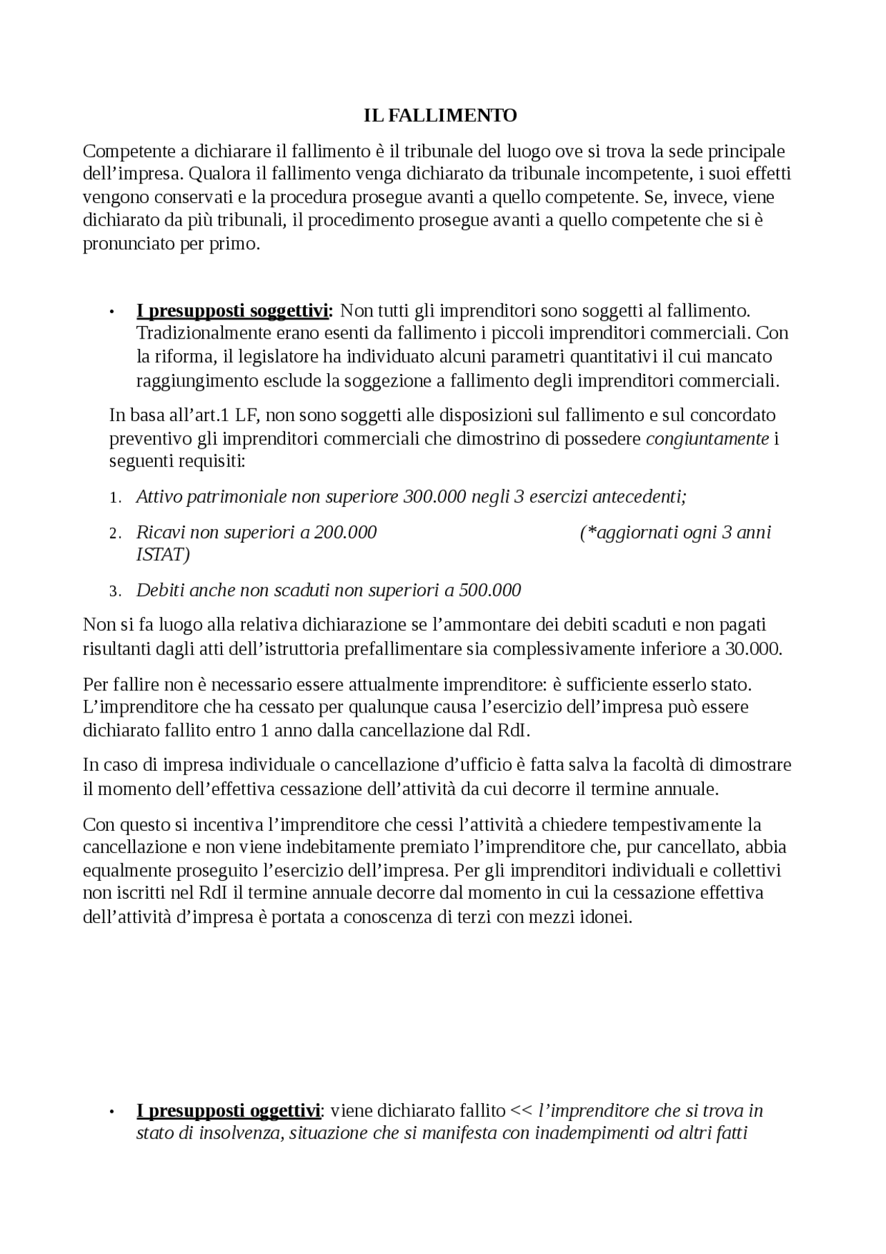 Riassunto Fallimento Presti Rescigno Docsity