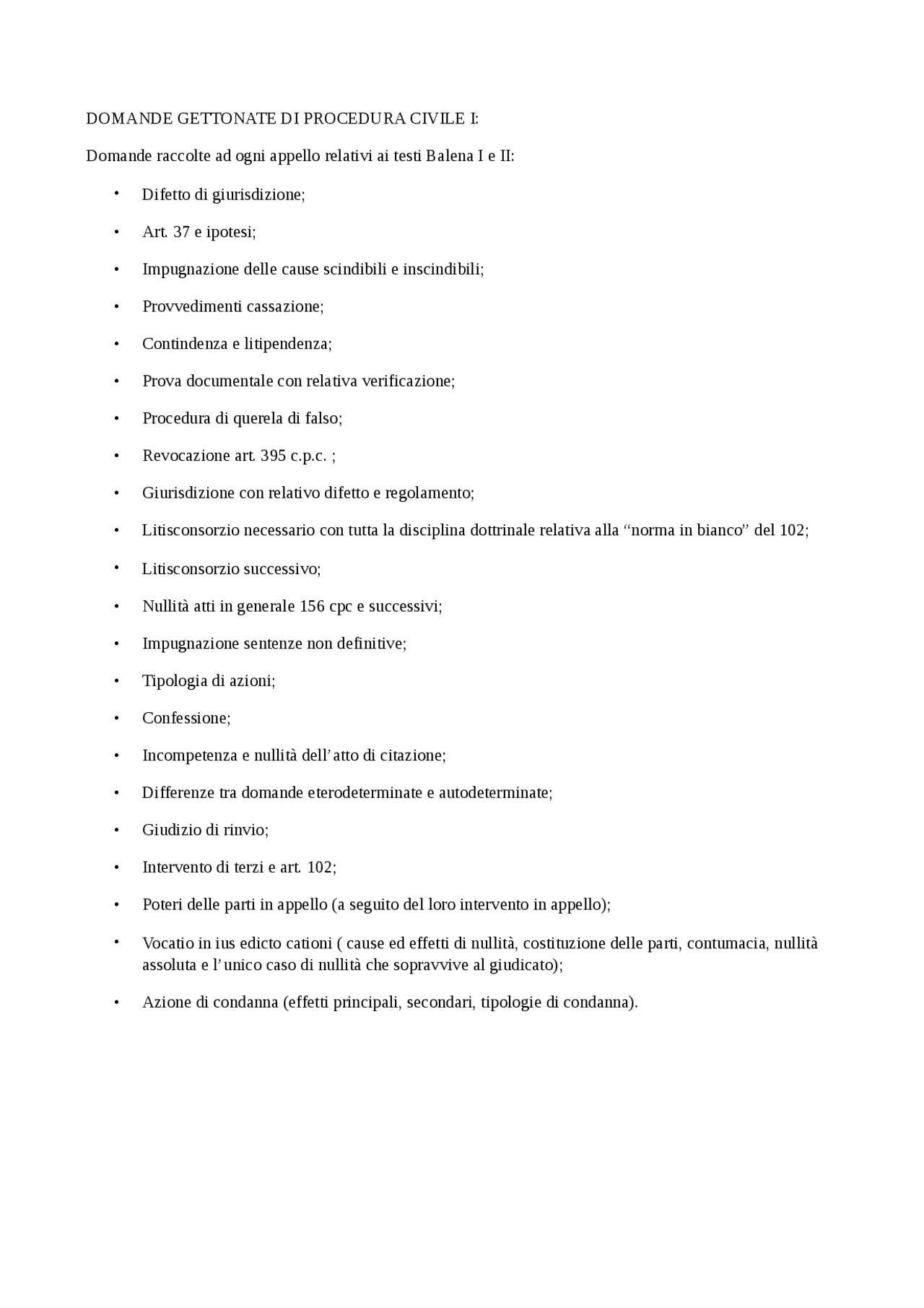 Domande Gettonate Procedura Civile I Docsity