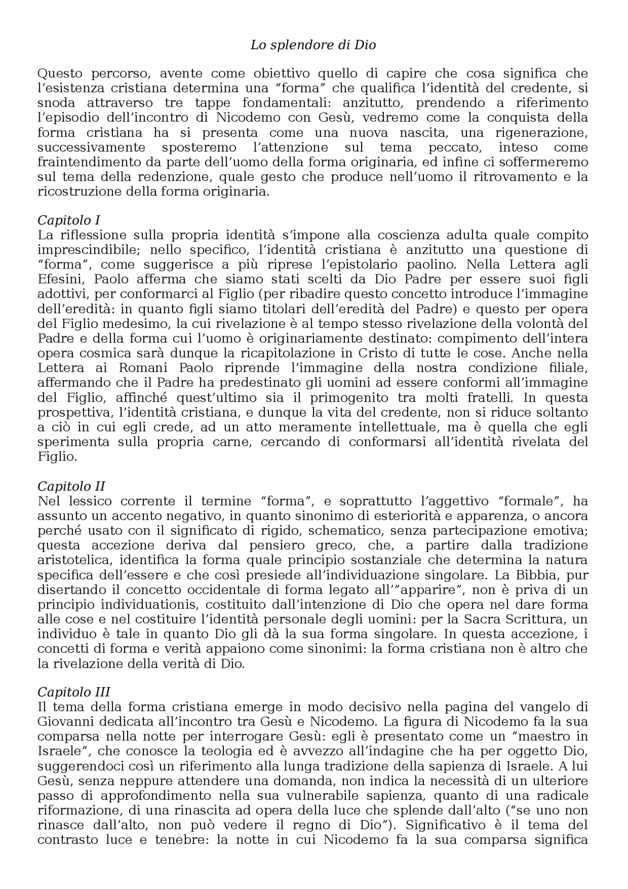 Lo Splendore Di Dio Pierluigi Lia Docsity