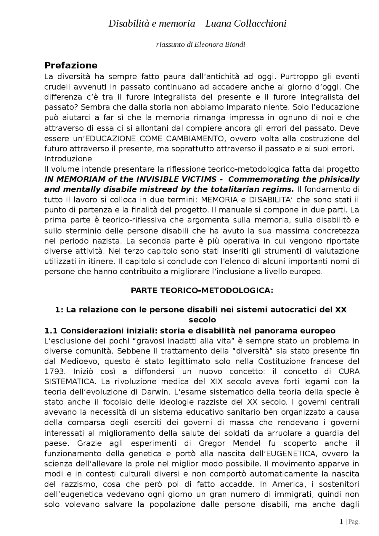 Disabilità E Memoria Docsity