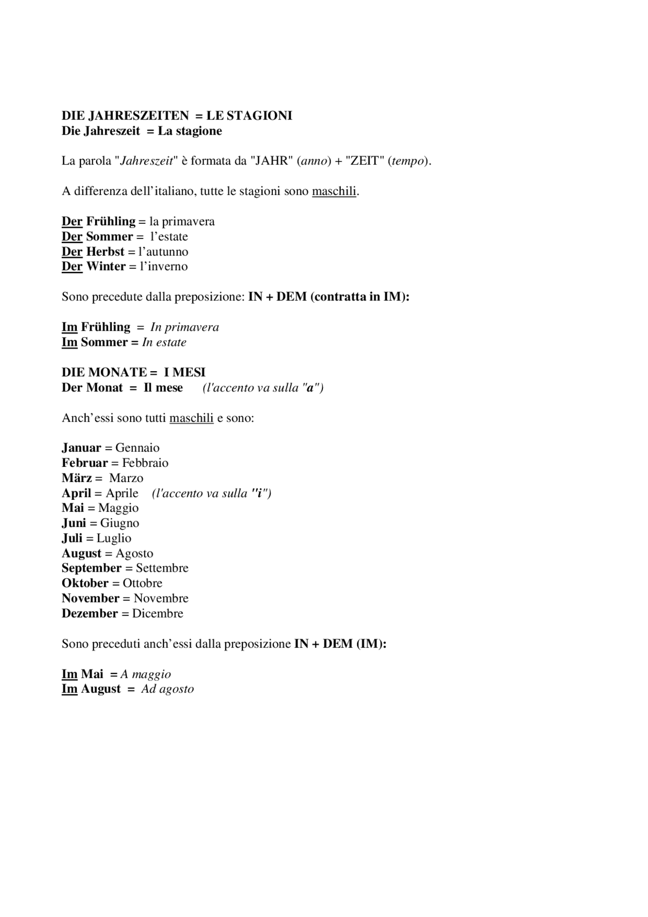 Giorni mesi stagioni - Docsity