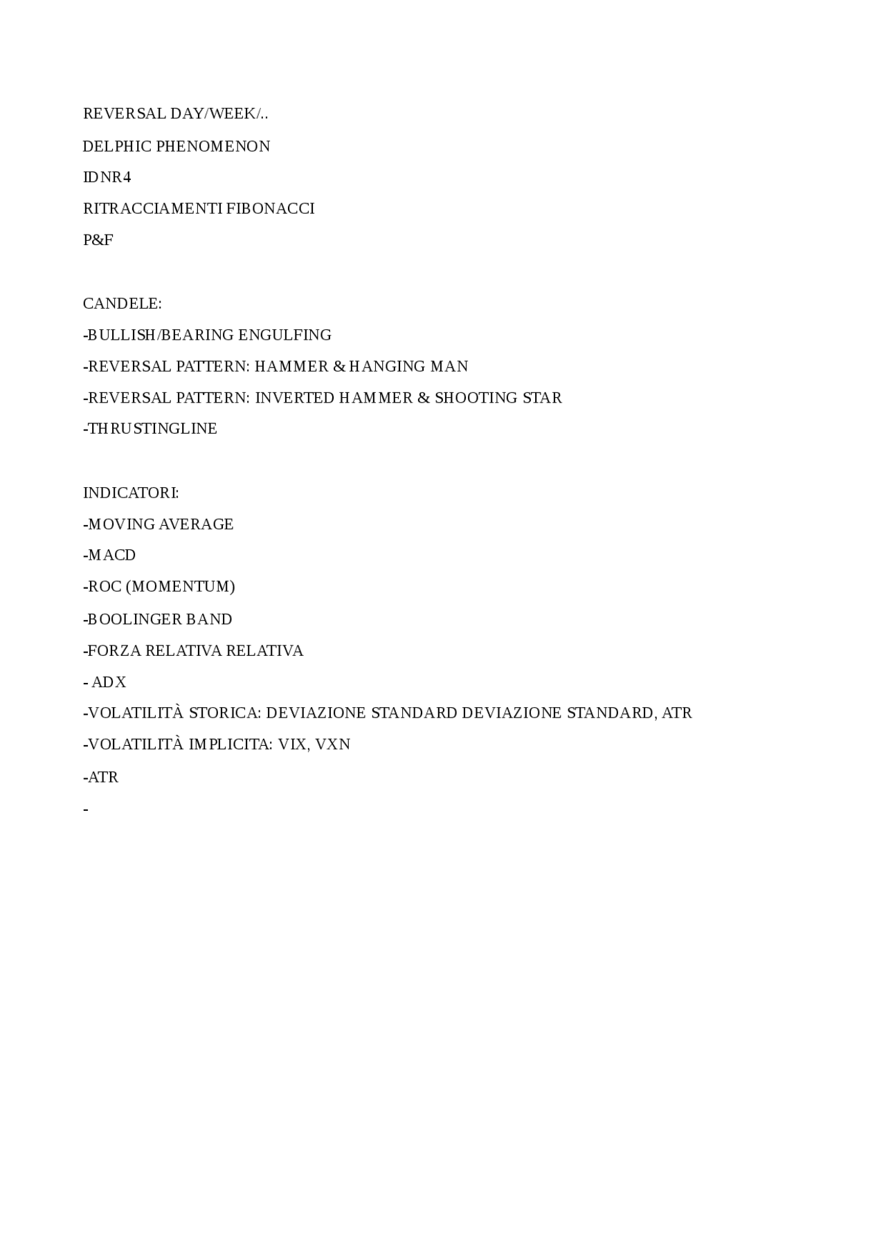 Indicatori mercati finanziari - Docsity