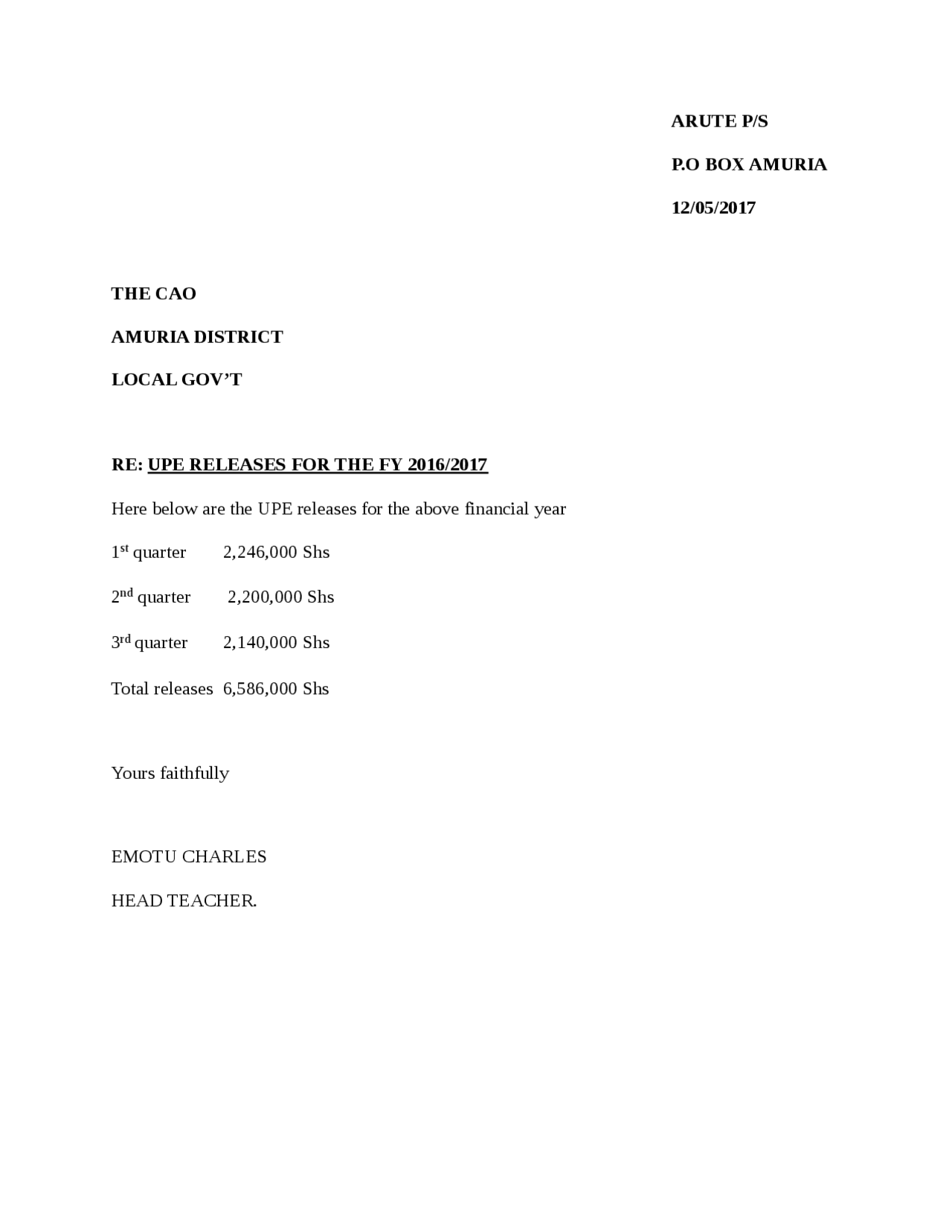 UPE Releases for the Financial Year 2016/2017 by Emotu Charles | Essays ...