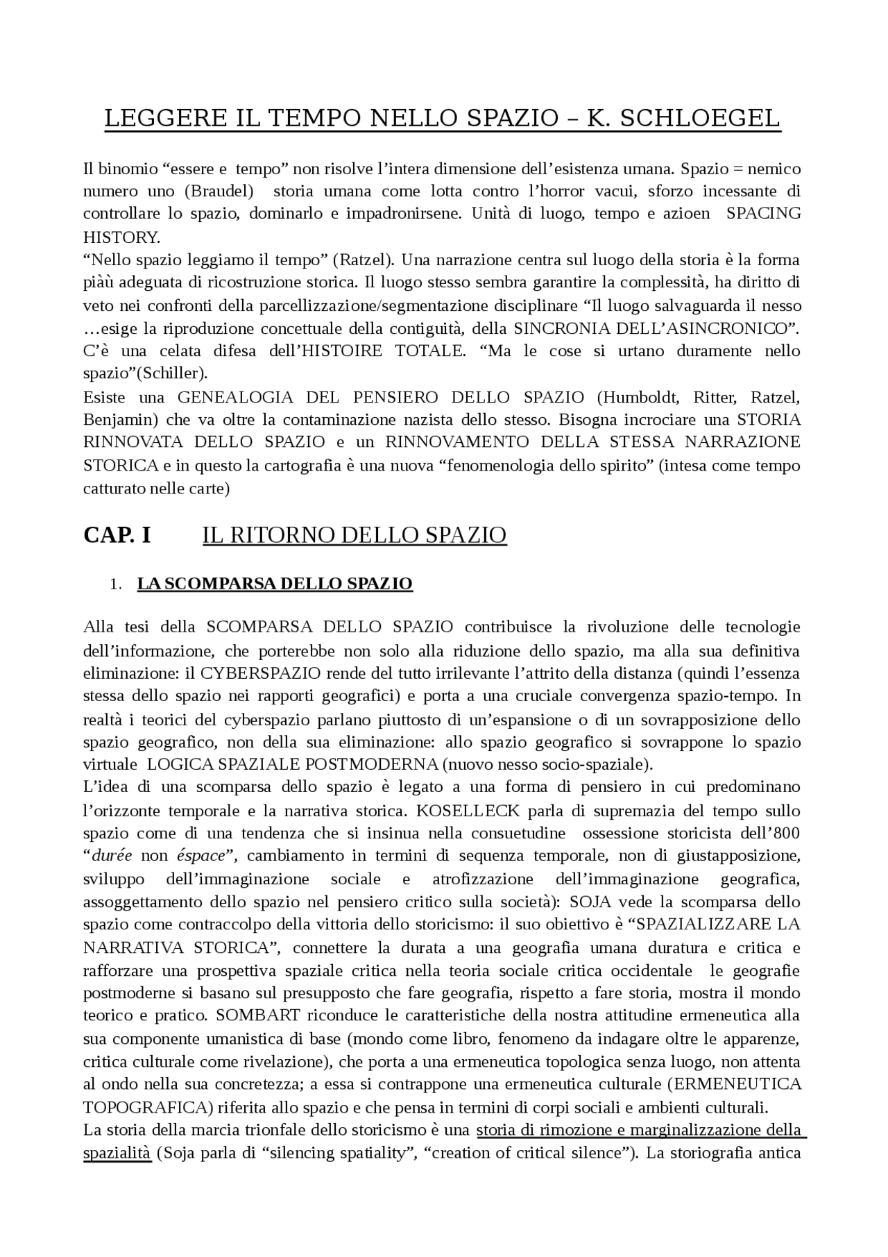 Leggere Il Tempo Nello Spazio Di K Schloegel Docsity
