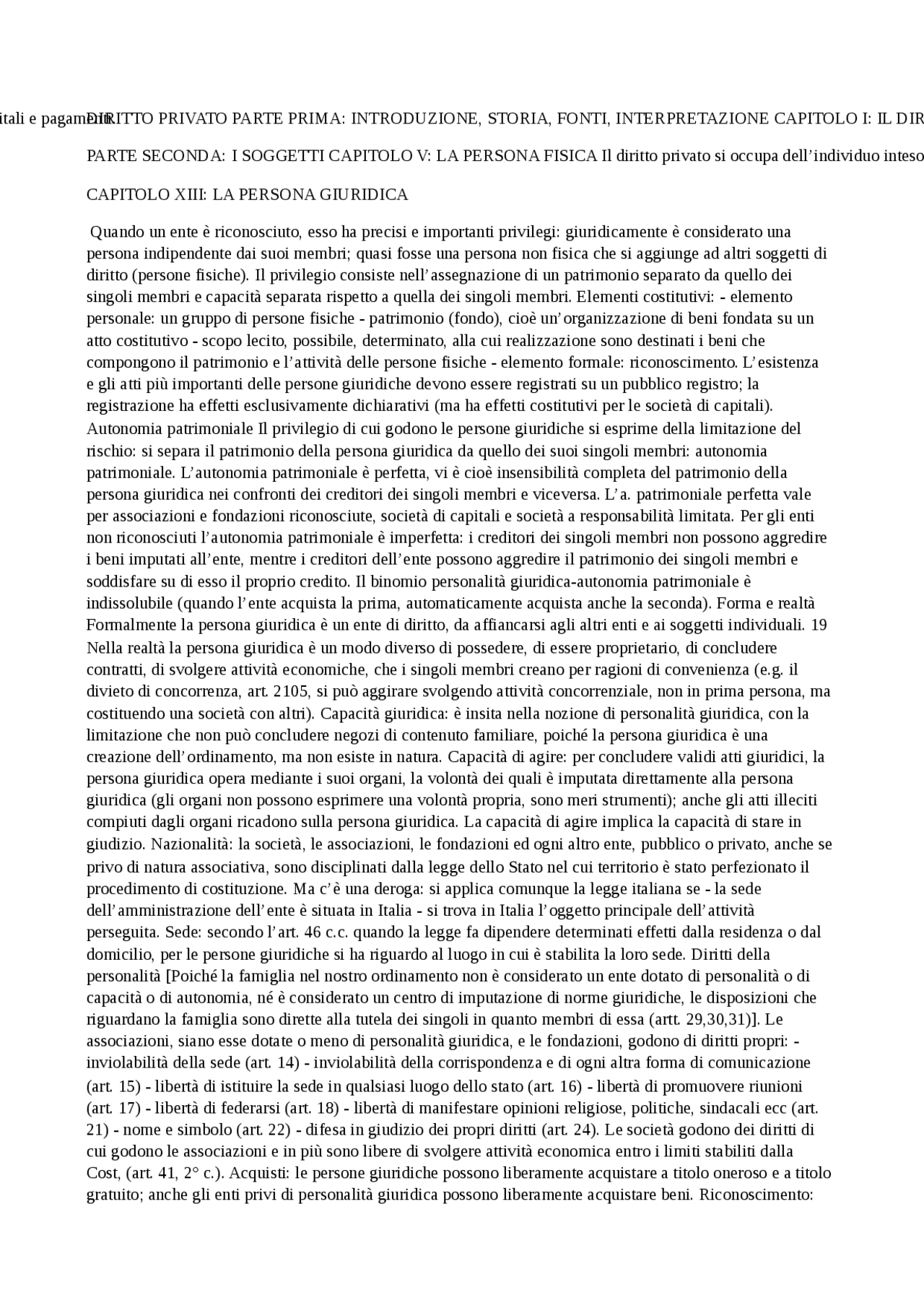 Diritto Privato Riassunto Docsity