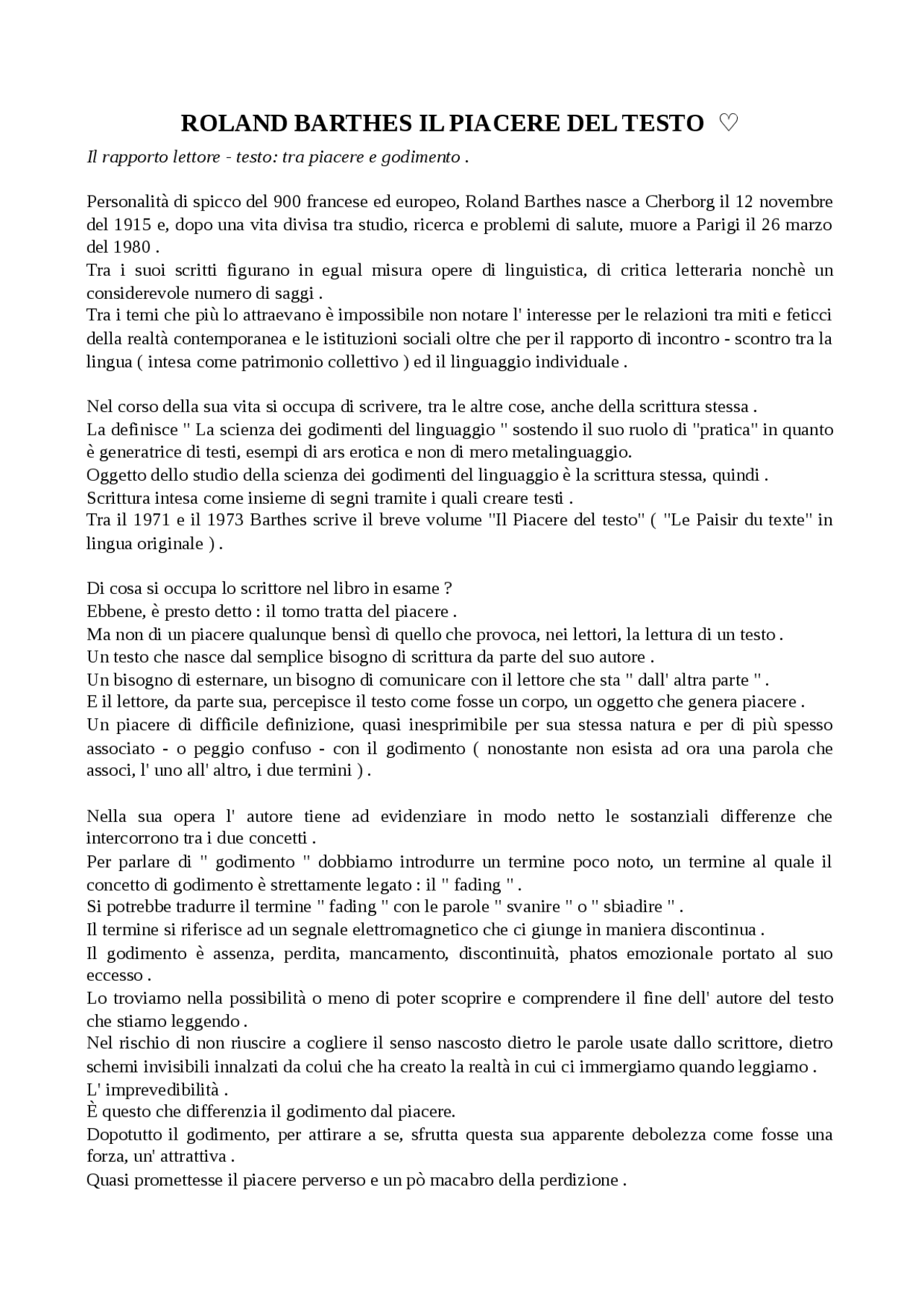 Riassunto Piacere Del Testo.doc - Docsity