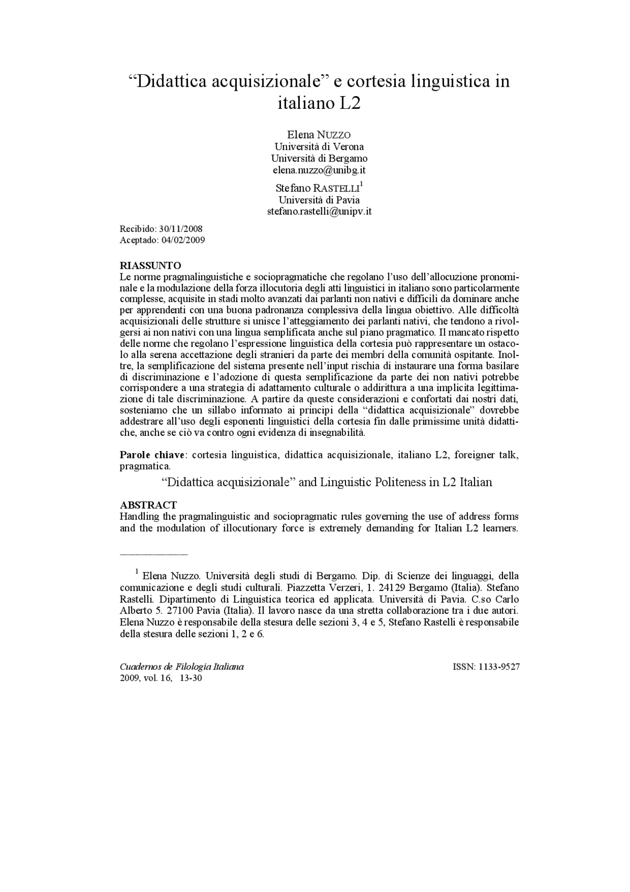 ELENA NUZZO & STEFANO RASTELLI - Didattica Acquisizionale | Sintesi del ...