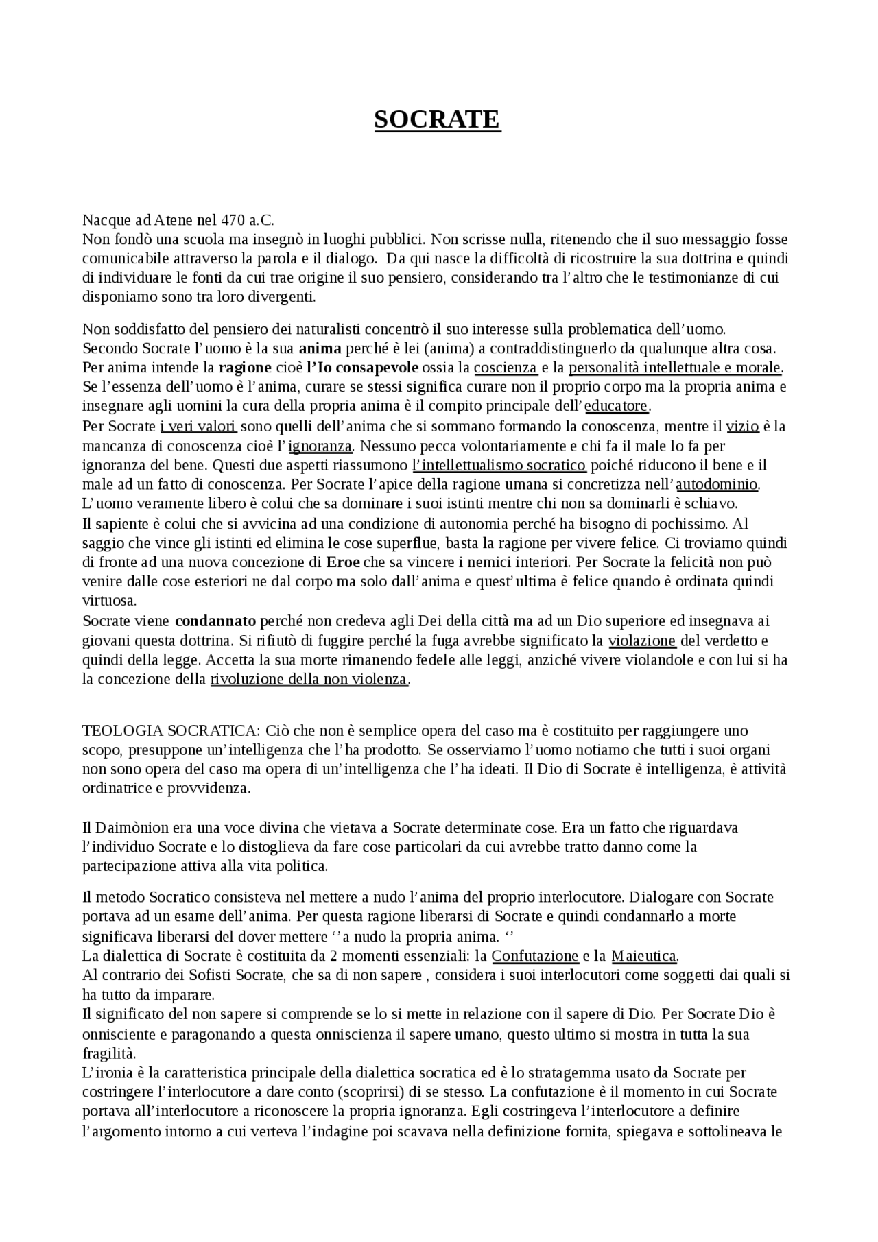 INFORMAZIONI ESSENZIALI SU SOCRATE - Docsity