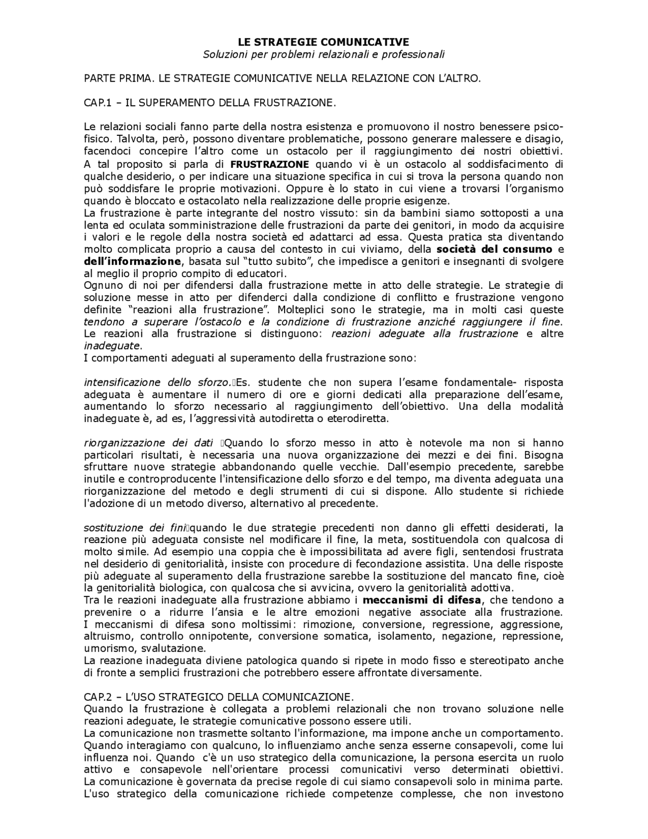 Riassunto Le Strategie Comunicative Docsity