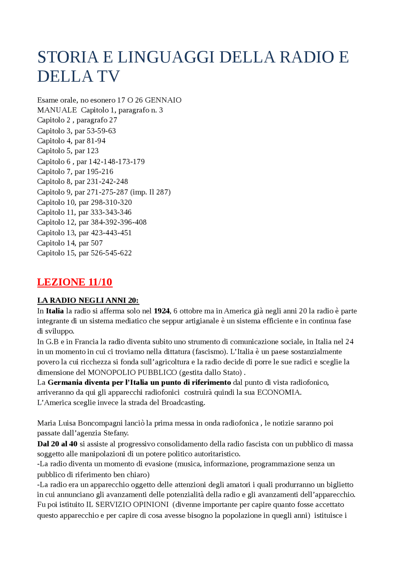 Appunti Storia E Linguaggi Della Radio E Della Tv Docsity