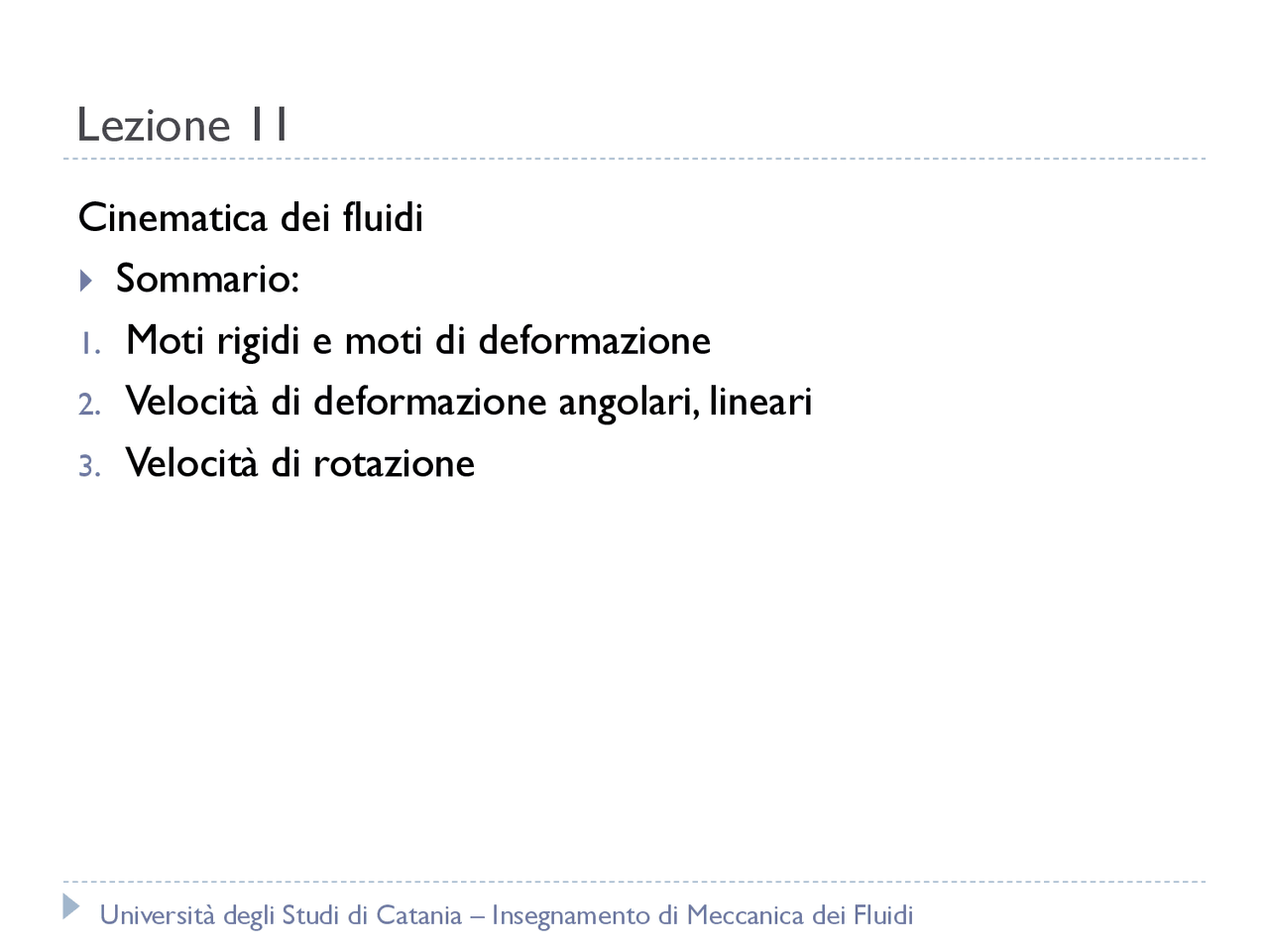 Meccanica dei fluidi 11 cinematica - Docsity
