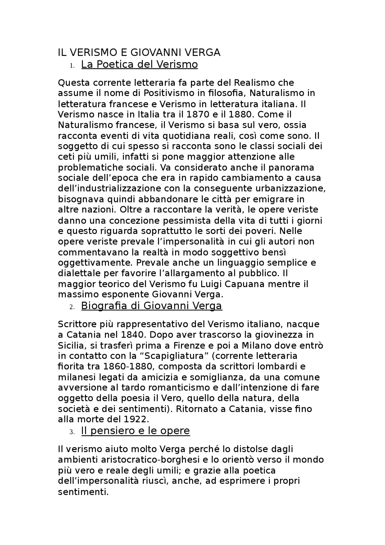 Verismo E Giovanni Verga Docsity