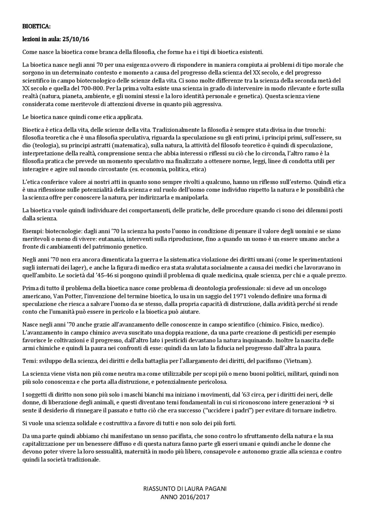 Bioetica Appunti Di Lezione Docsity