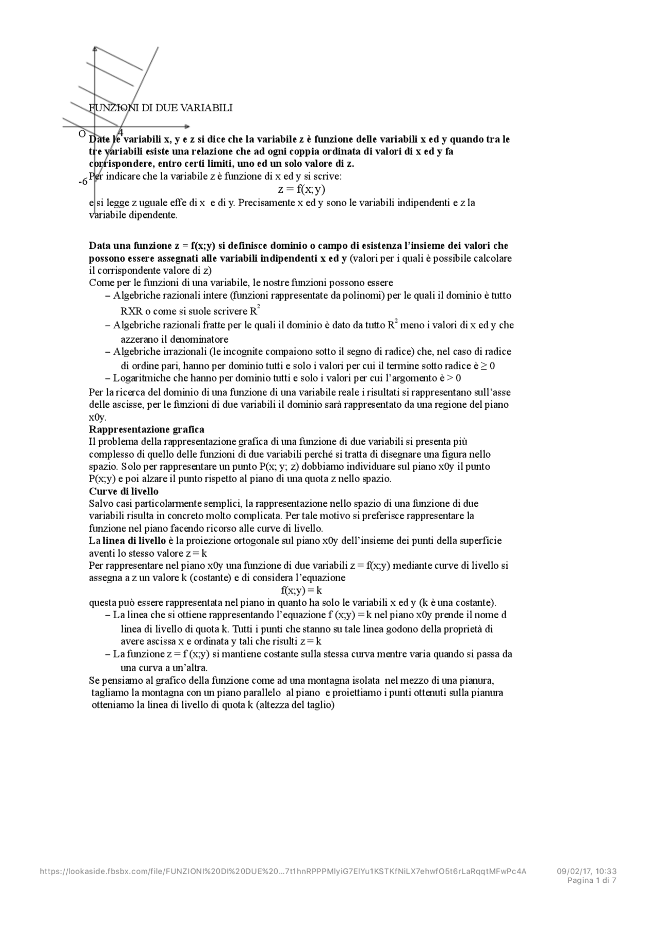 Funzioni Di Due Variabili Docsity