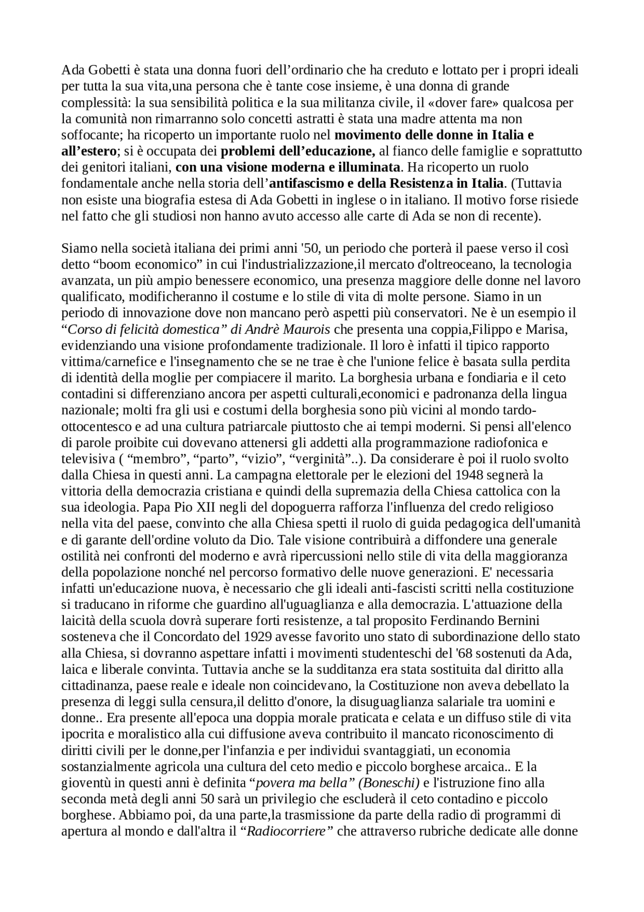 Ada Gobetti e l'educazione al vivere democratico. Gli anni '50 di Ada ...