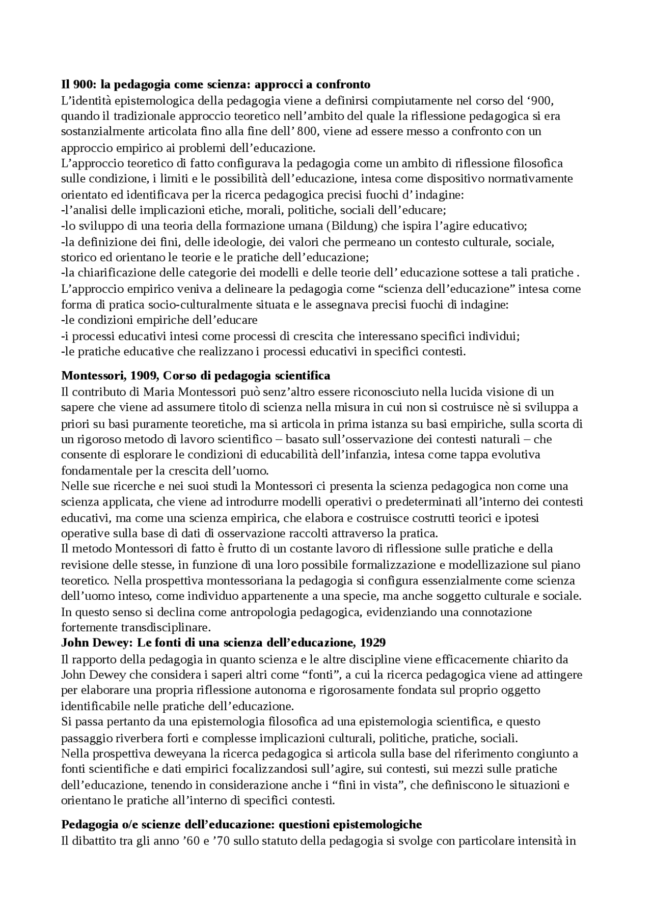 Pedagogia generale (appunti e slide) - Docsity