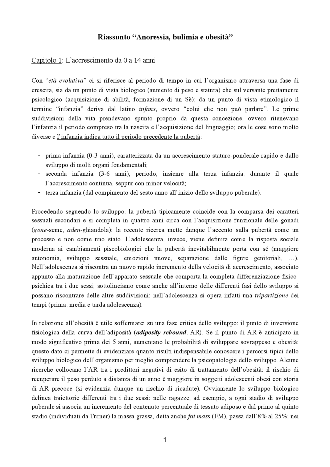 Riassunto Di Anoressia Bulimia E Obesità Di M Cuzzolaro Docsity