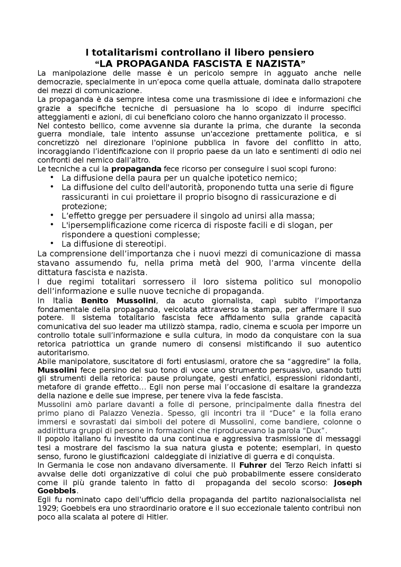 I Totalitarismi Storia Docsity