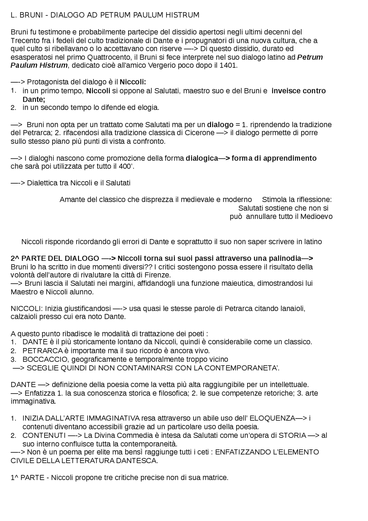 Bruni - Dialogi ad Petrum Paulum Histrum | Dispense di Letteratura ...