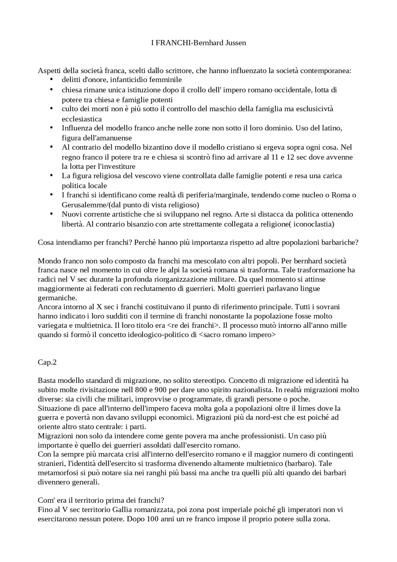 I Franchi Bernhard Jussen Docsity