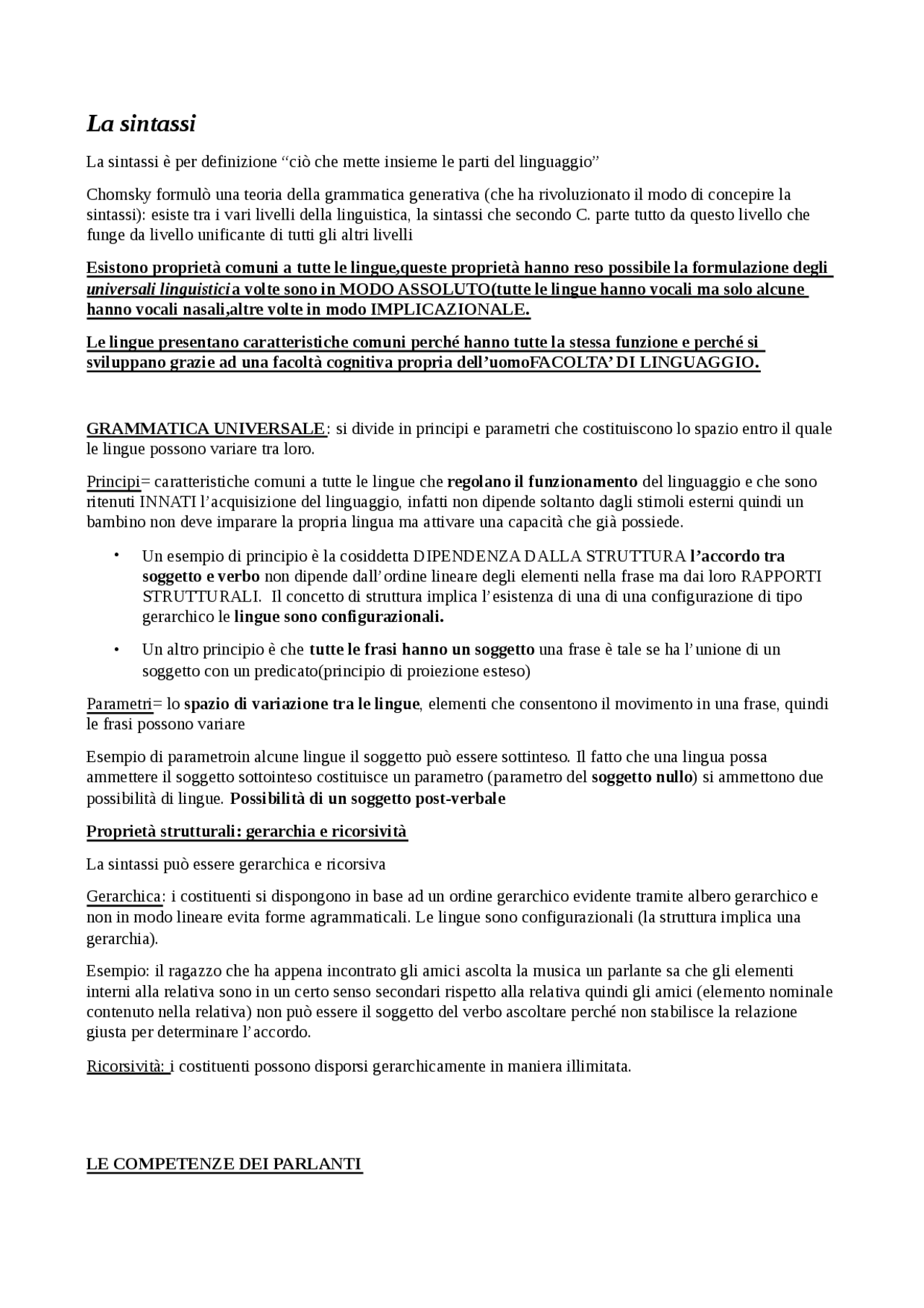 Elementi di sintassi - Docsity