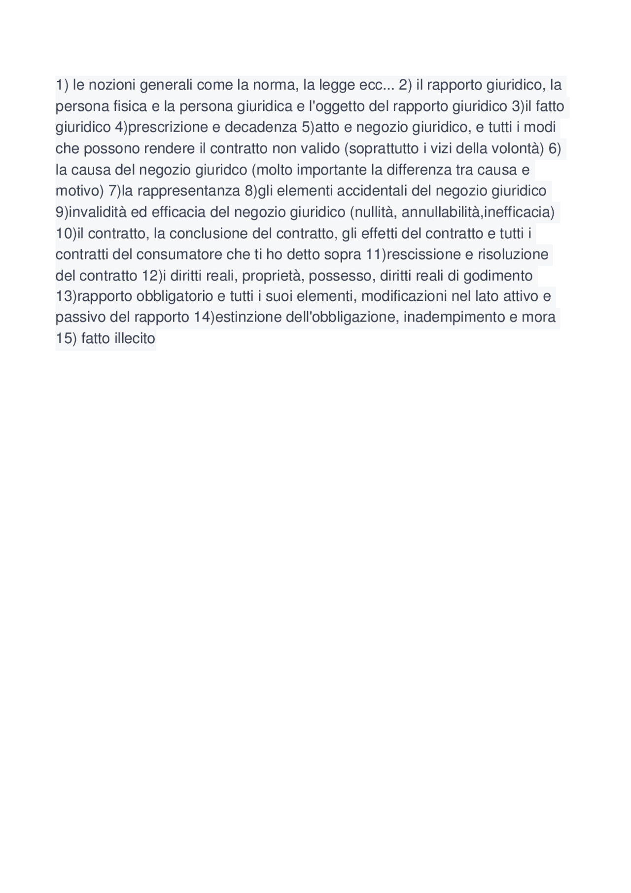 Programma Di Un Esame Di Diritto Privato Docsity