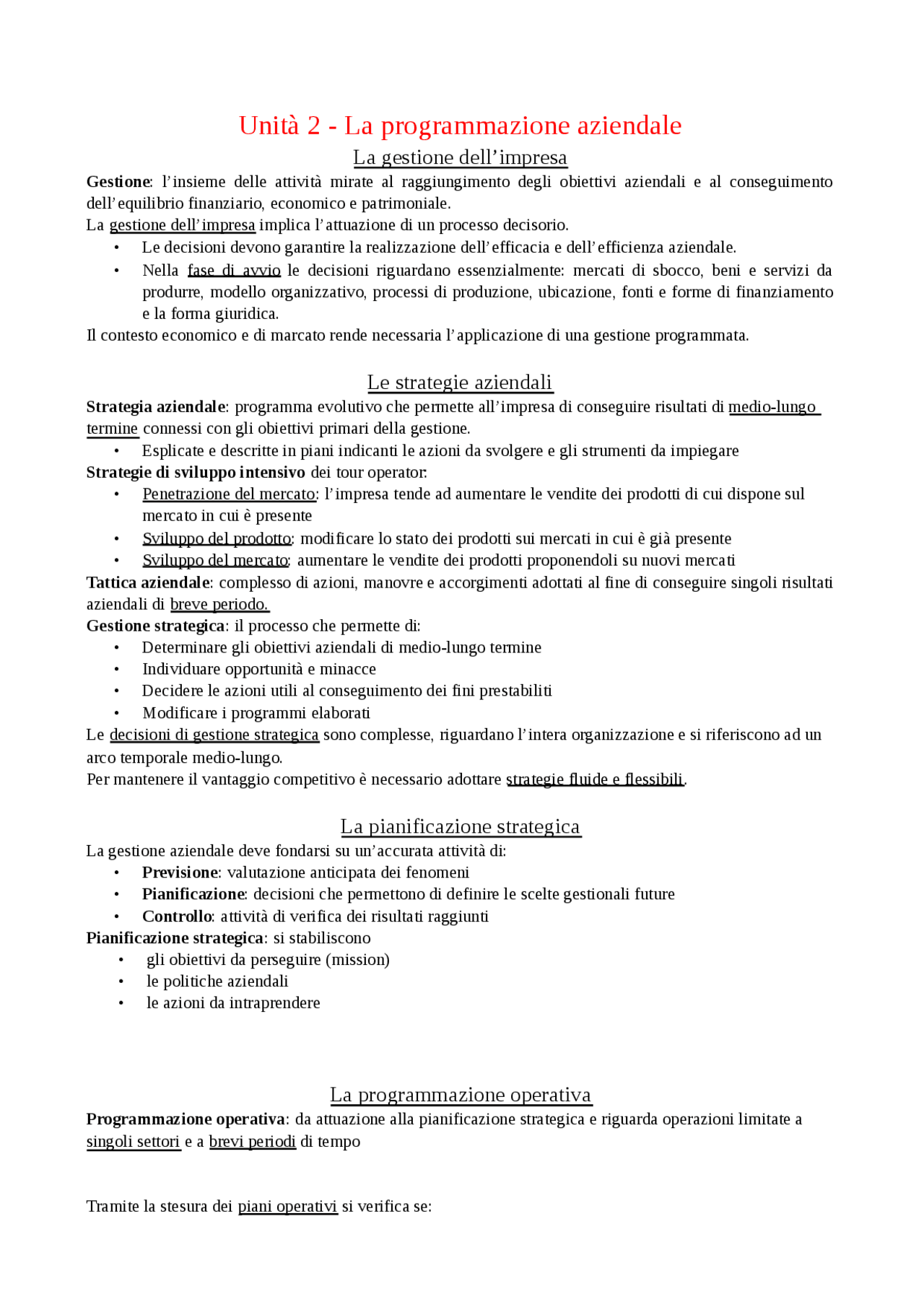 La programmazione aziendale - Docsity