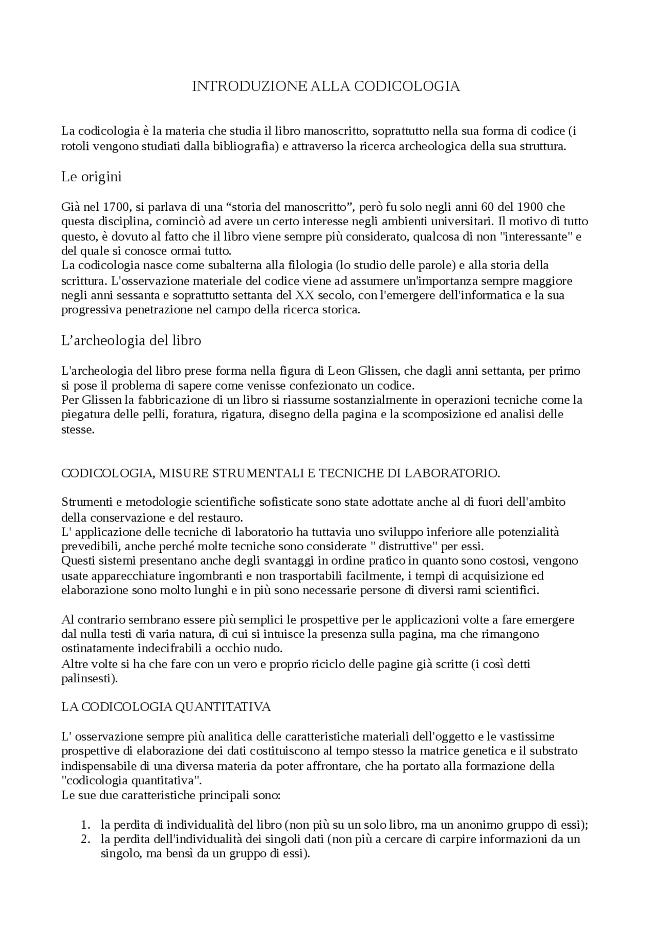 Introduzione alla codicologia - Docsity