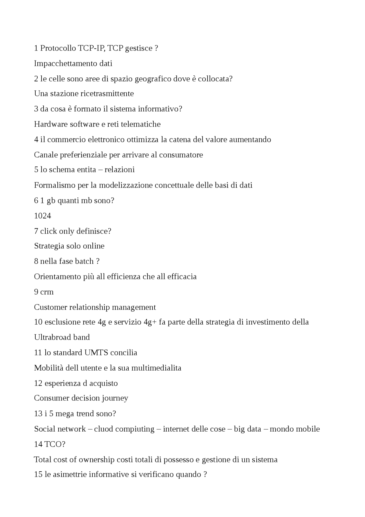 Domande Information Communication Technology Ict Iulm Carignani Docsity