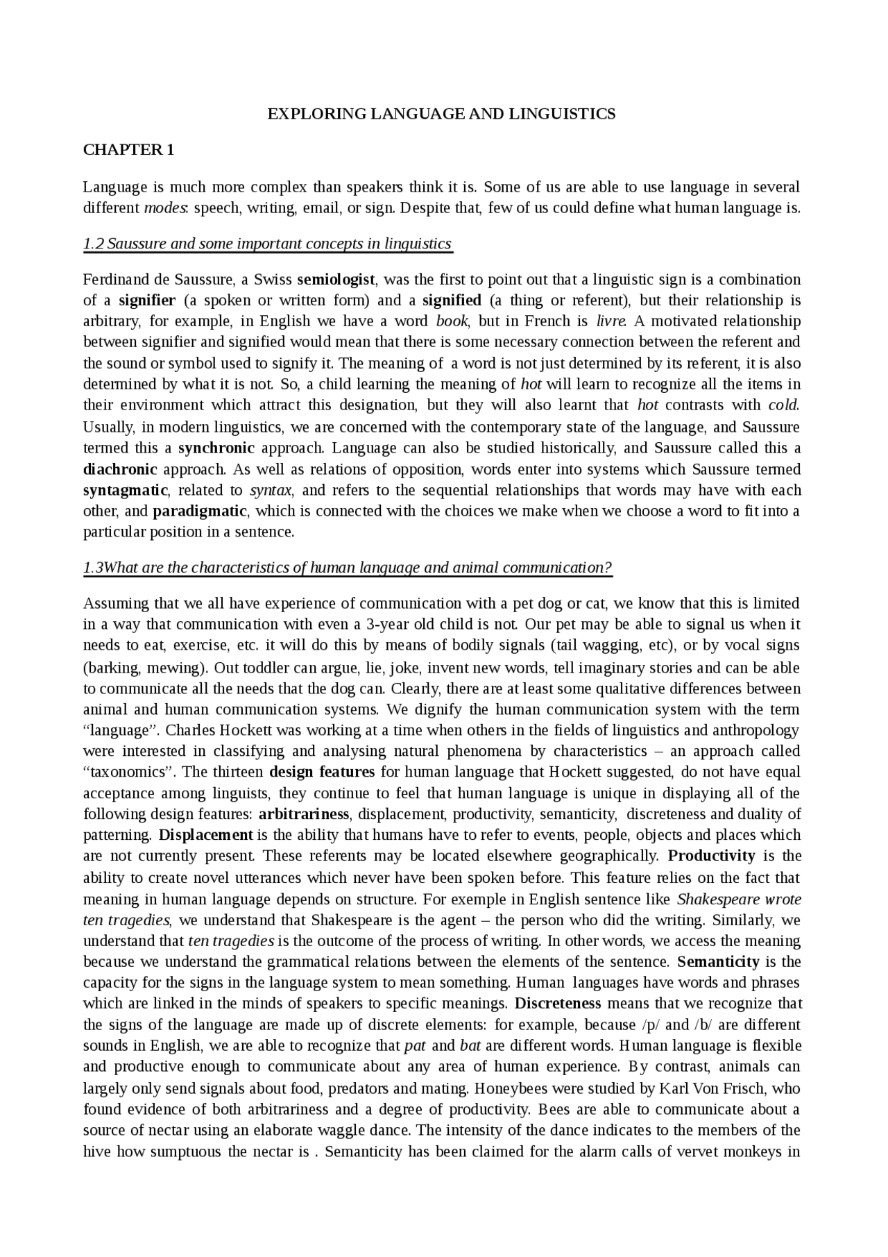 Exploring Language And Linguistics Riassunto Docsity