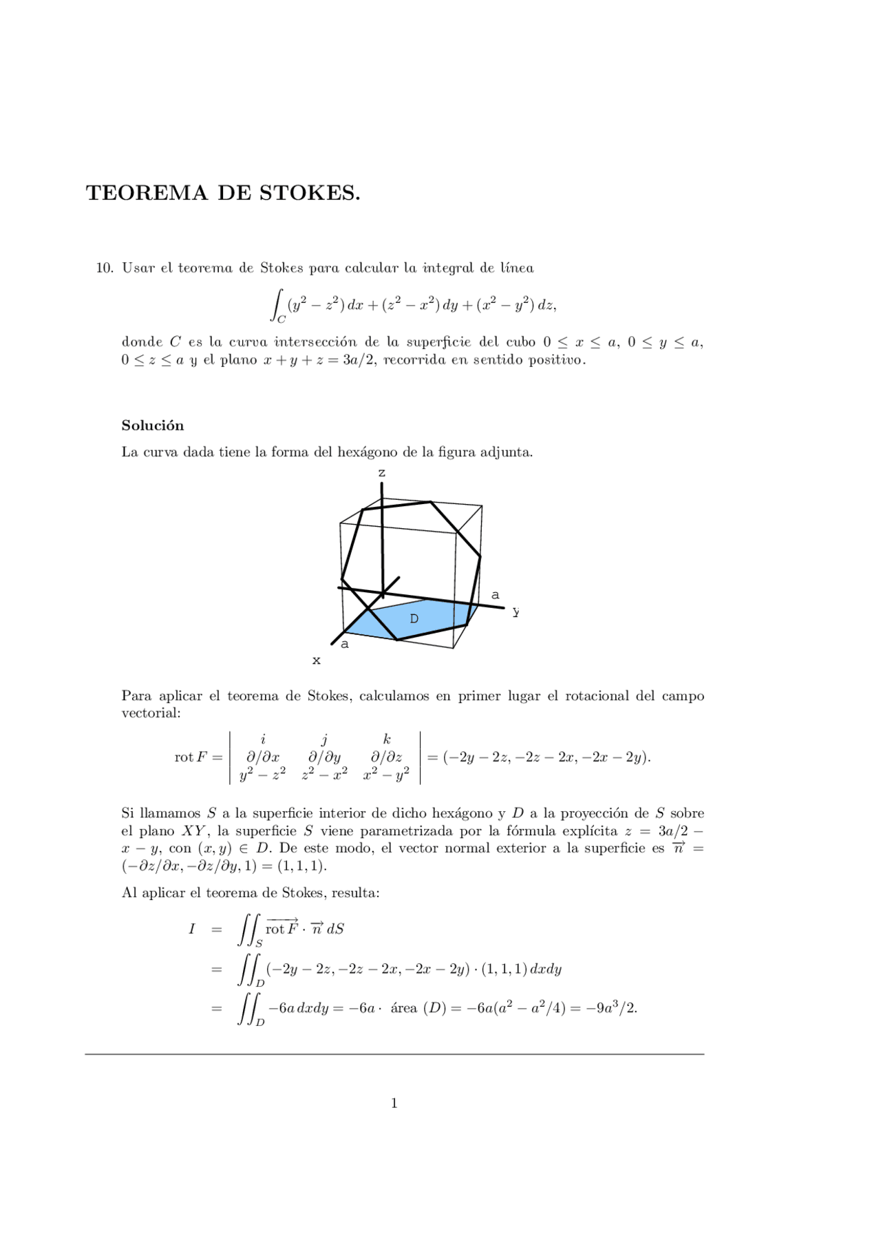 Ejercicios Resueltos Por El Teorema De Stokes Ejercicios De Cálculo