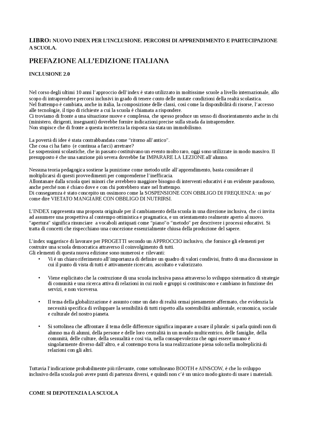 Nuovo Index Per Linclusione Docsity