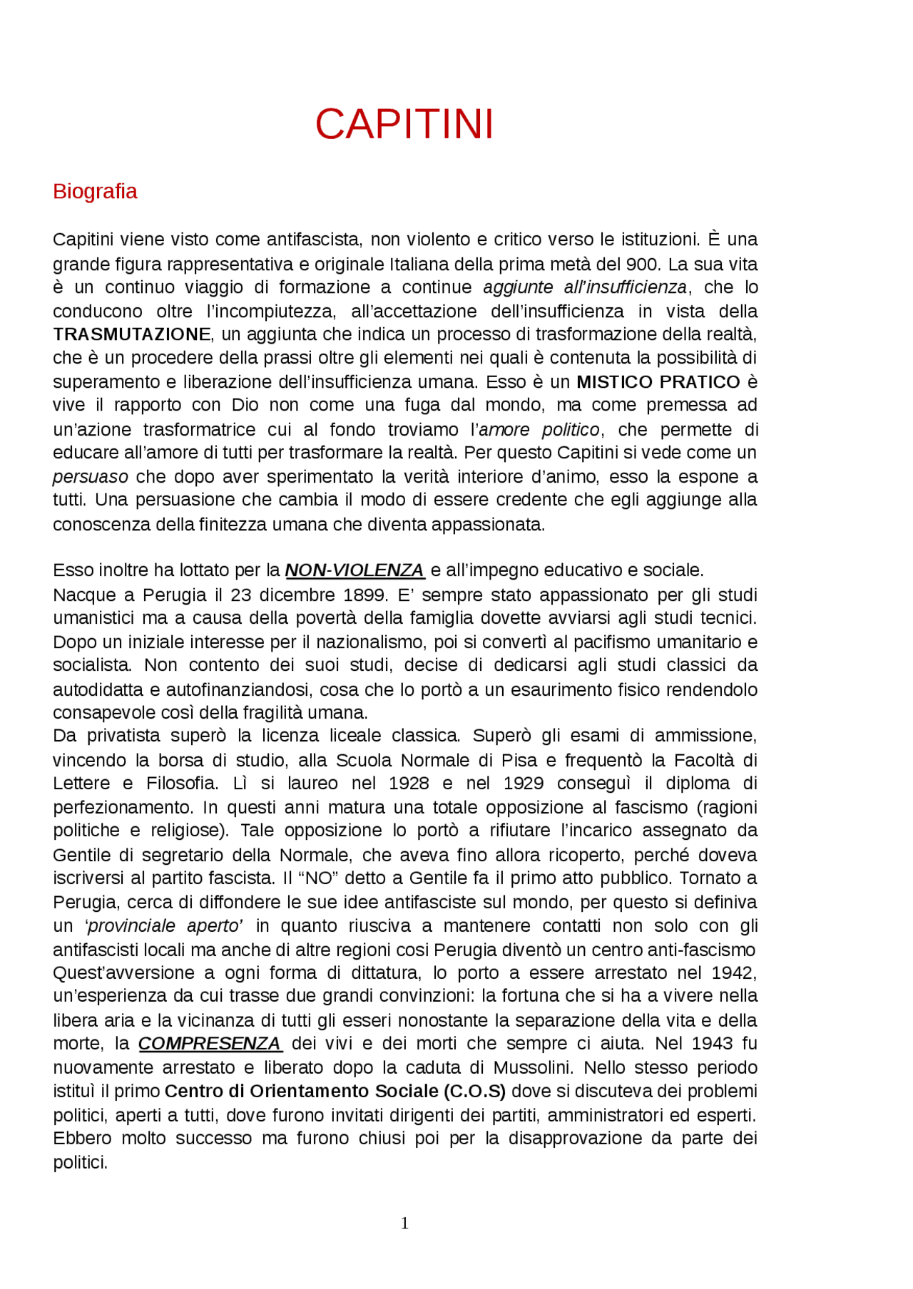 Capitini Educazione Religione E Nonviolenza Docsity