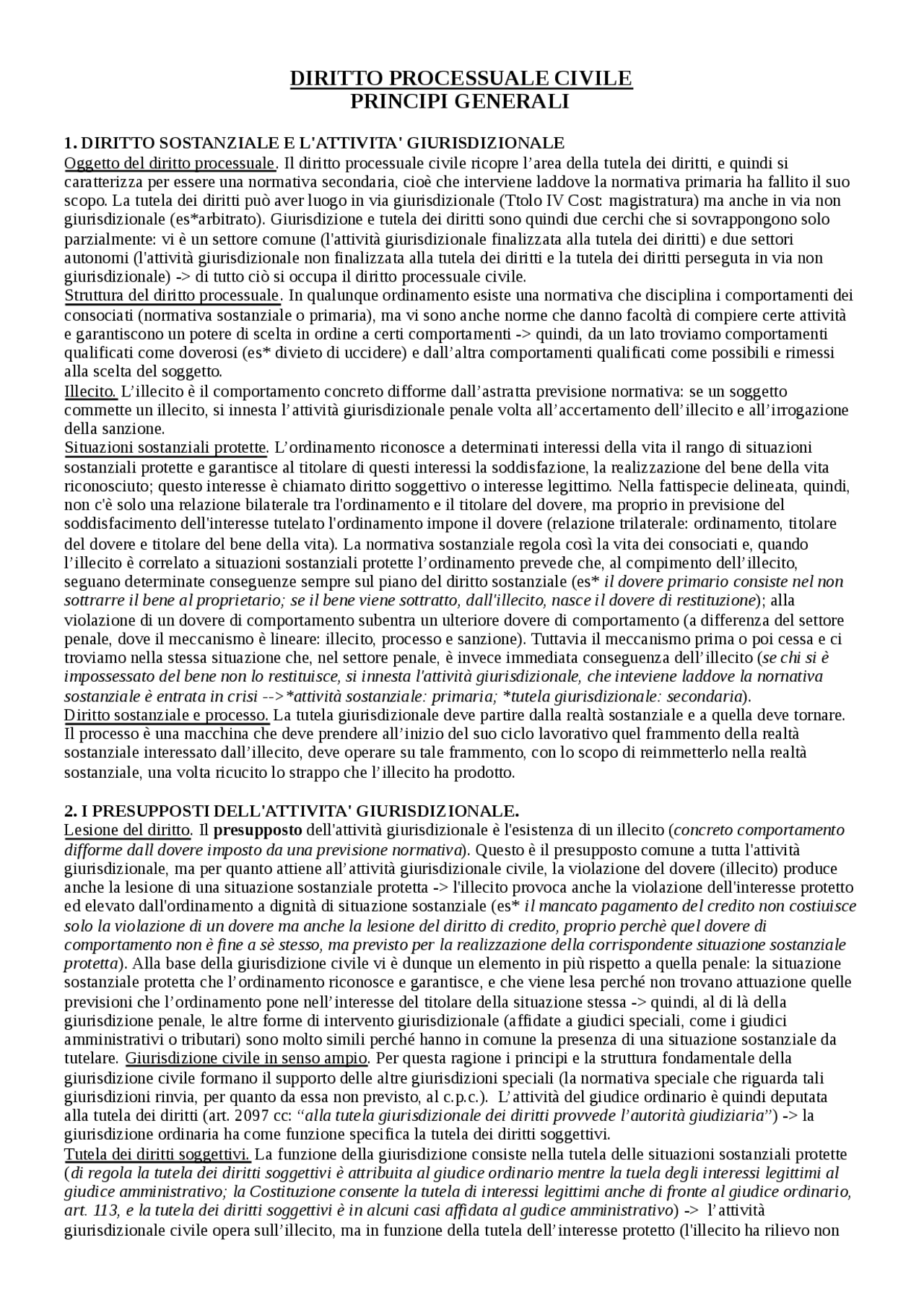 Riassunto diritto processuale civile vol. 1 - principi generali. P. Luiso - Docsity