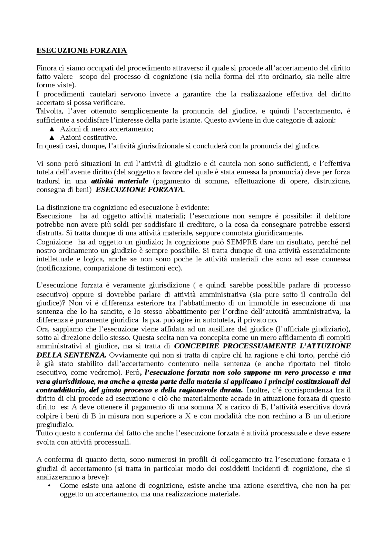 Riassunti Esecuzione Forzata Diritto Processuale Civile Docsity