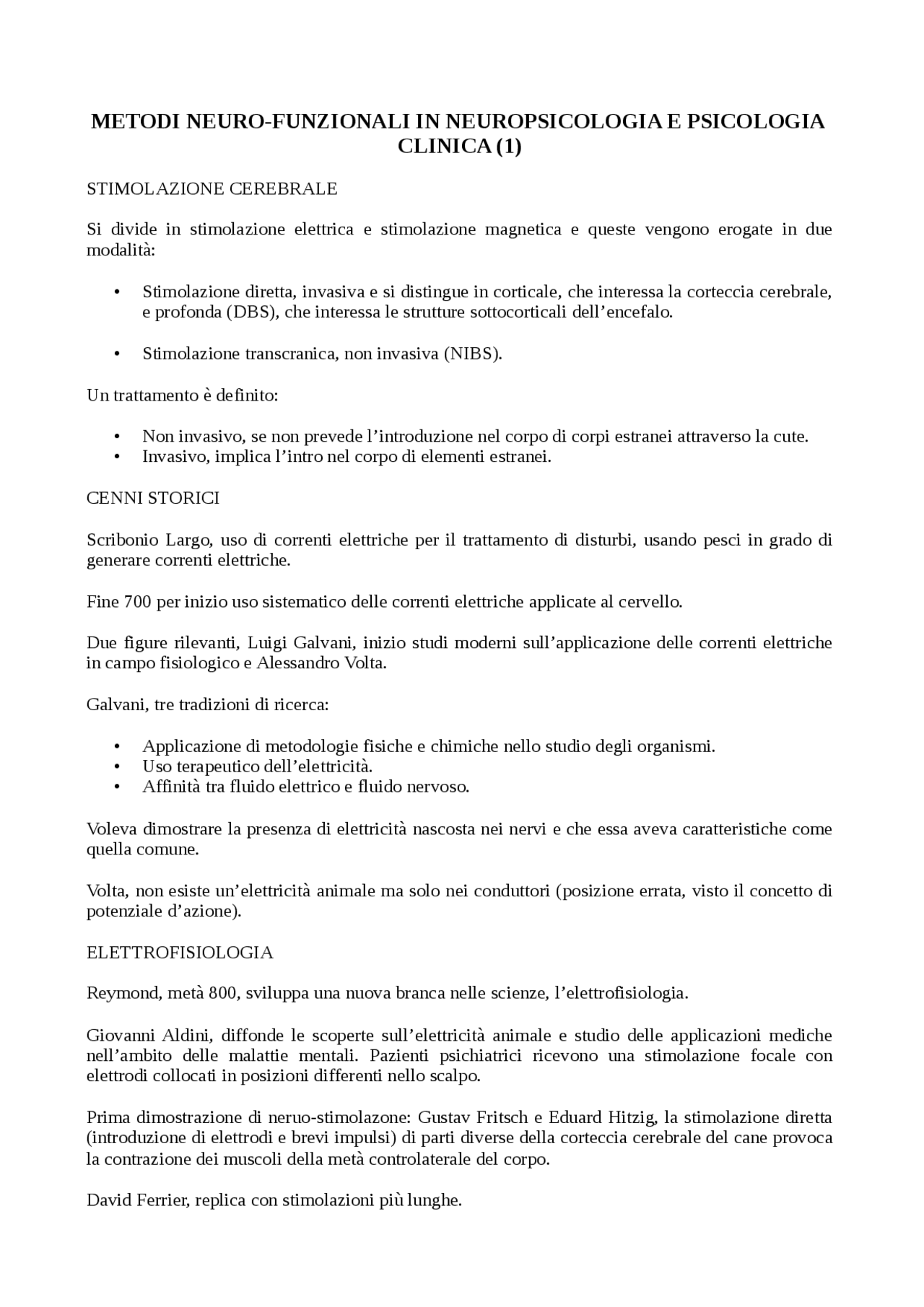 Metodi Neurofunzionali Docsity