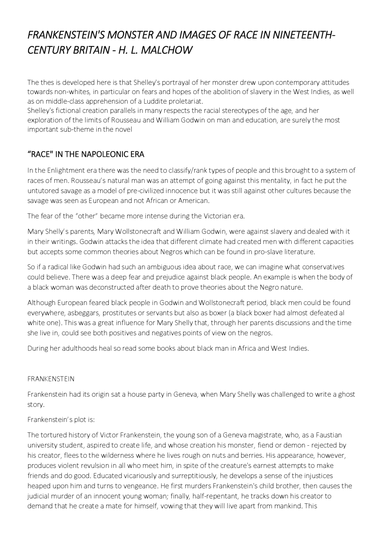 Frankenstein’s Monster and Images of Race in Nineteenth-Century Britain ...