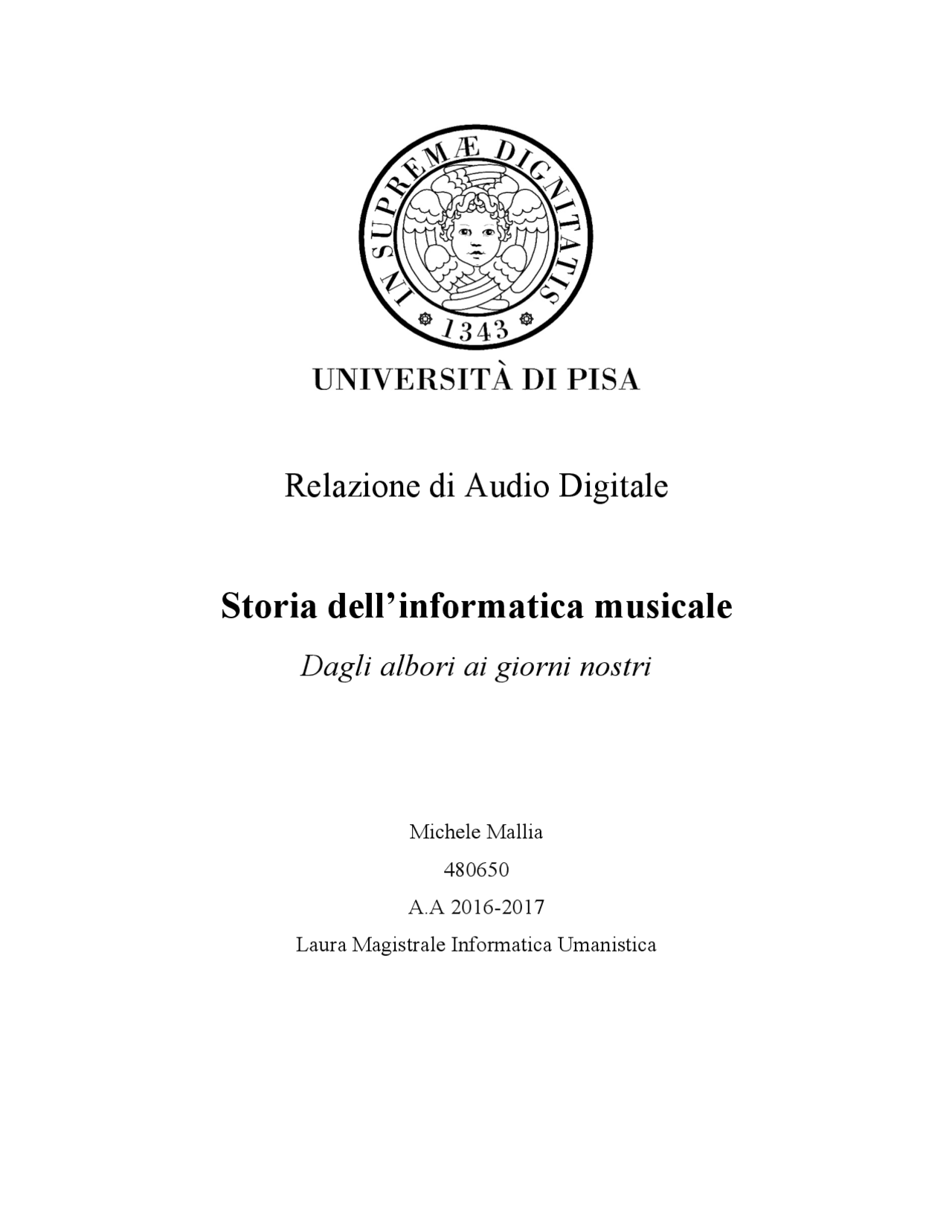 Storia dell'informatica musicale. - Docsity