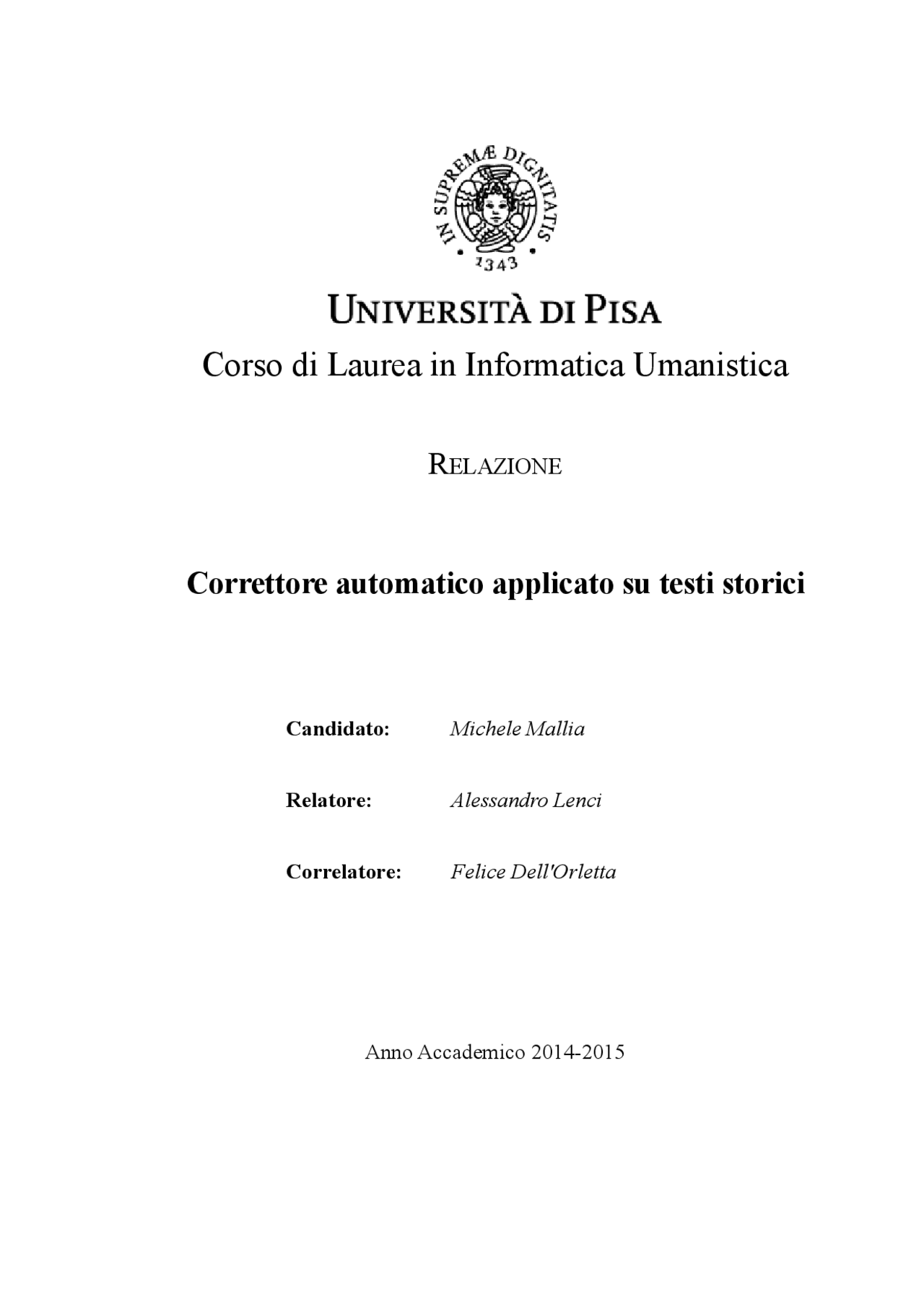 Tesi Di Laurea In Linguistica Computazionale Docsity