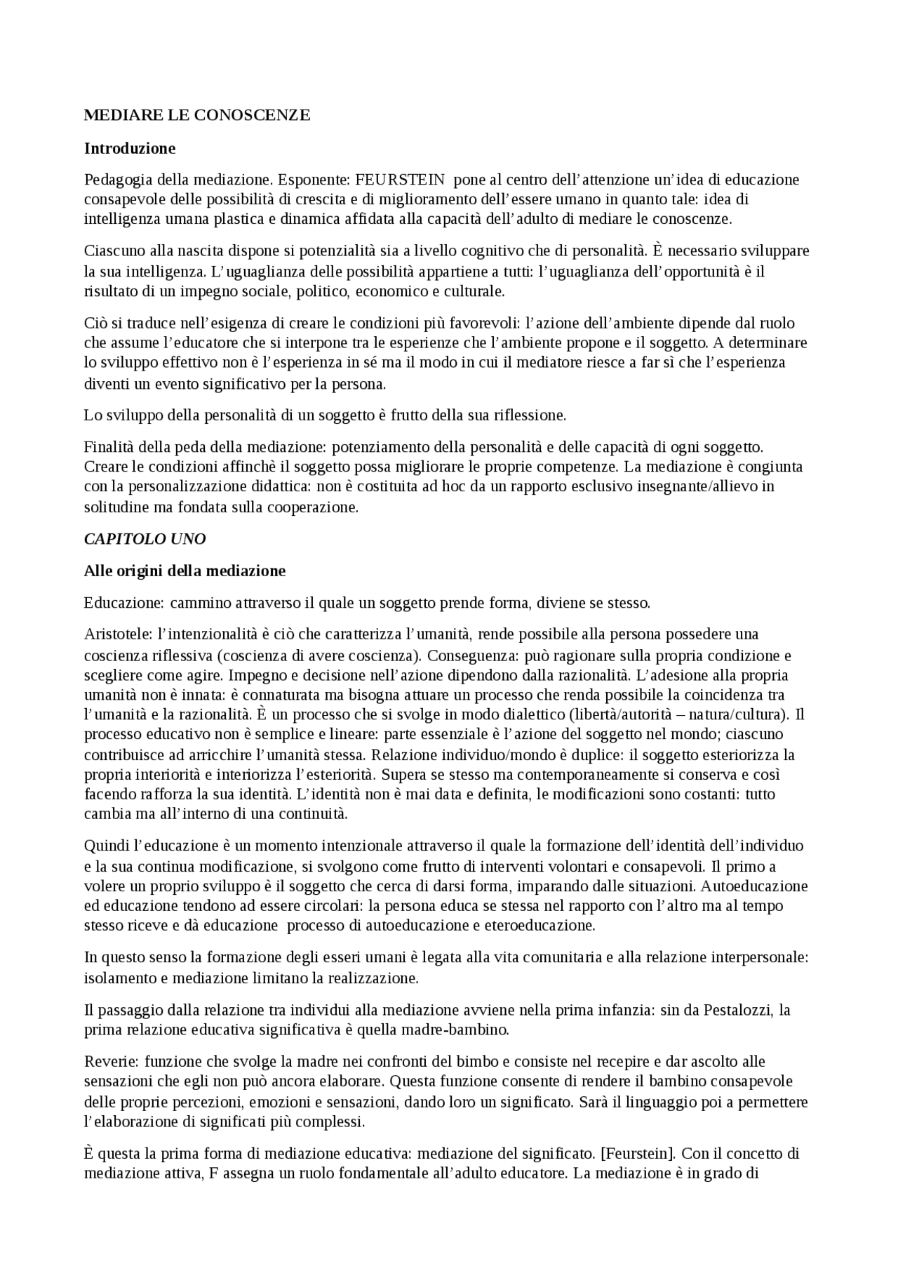 Mediare Le Conoscenze Riassunto Docsity