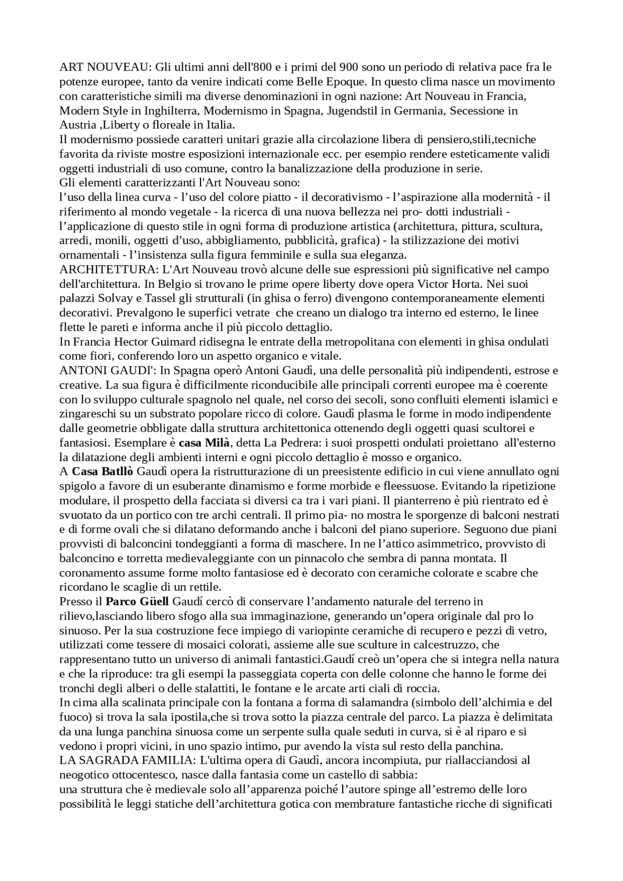Riassunti Art Nouveau Espressionismo E Astrattismo Docsity